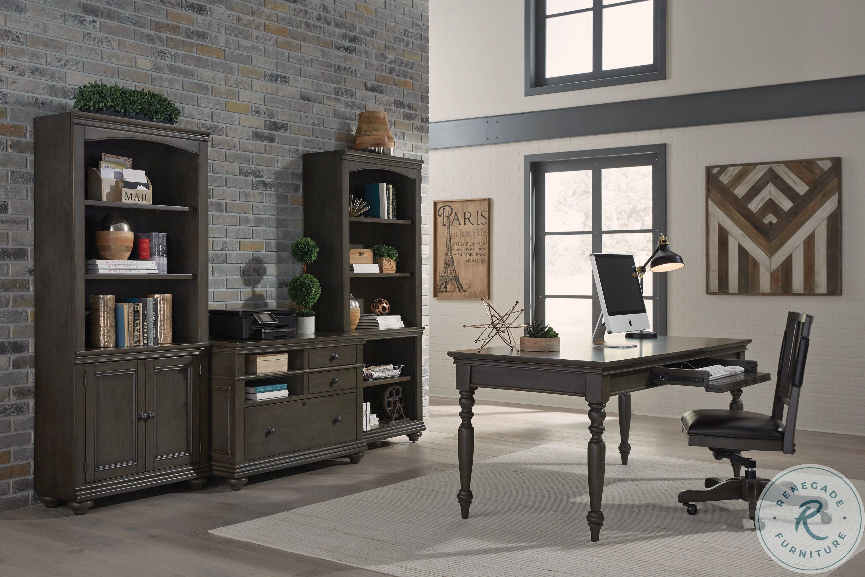 Oxford Peppercorn 72" Writing Desk From Aspen Home | Coleman Furniture