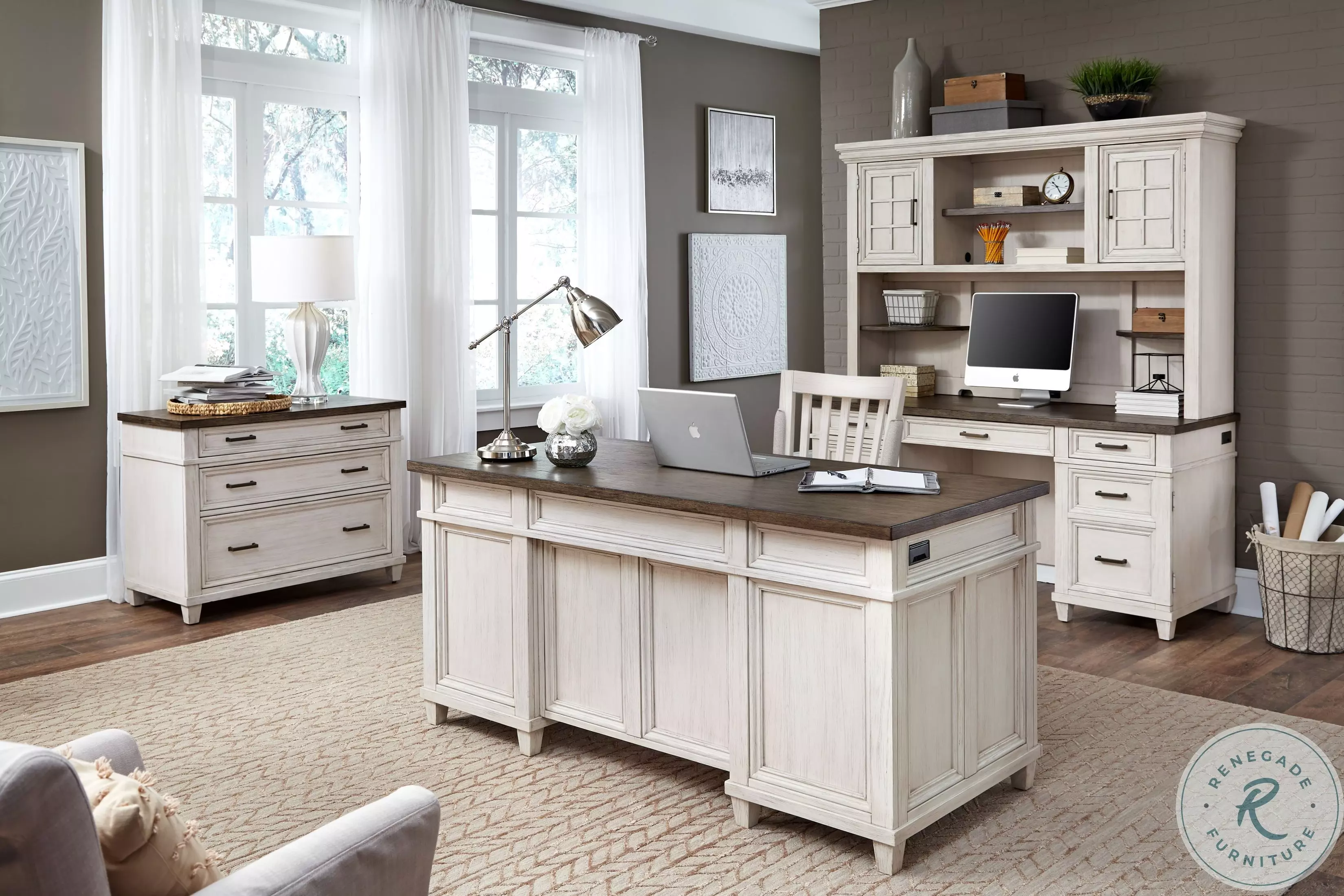 Caraway Aged Ivory 66" Executive Home Office Set from Aspen Home ...