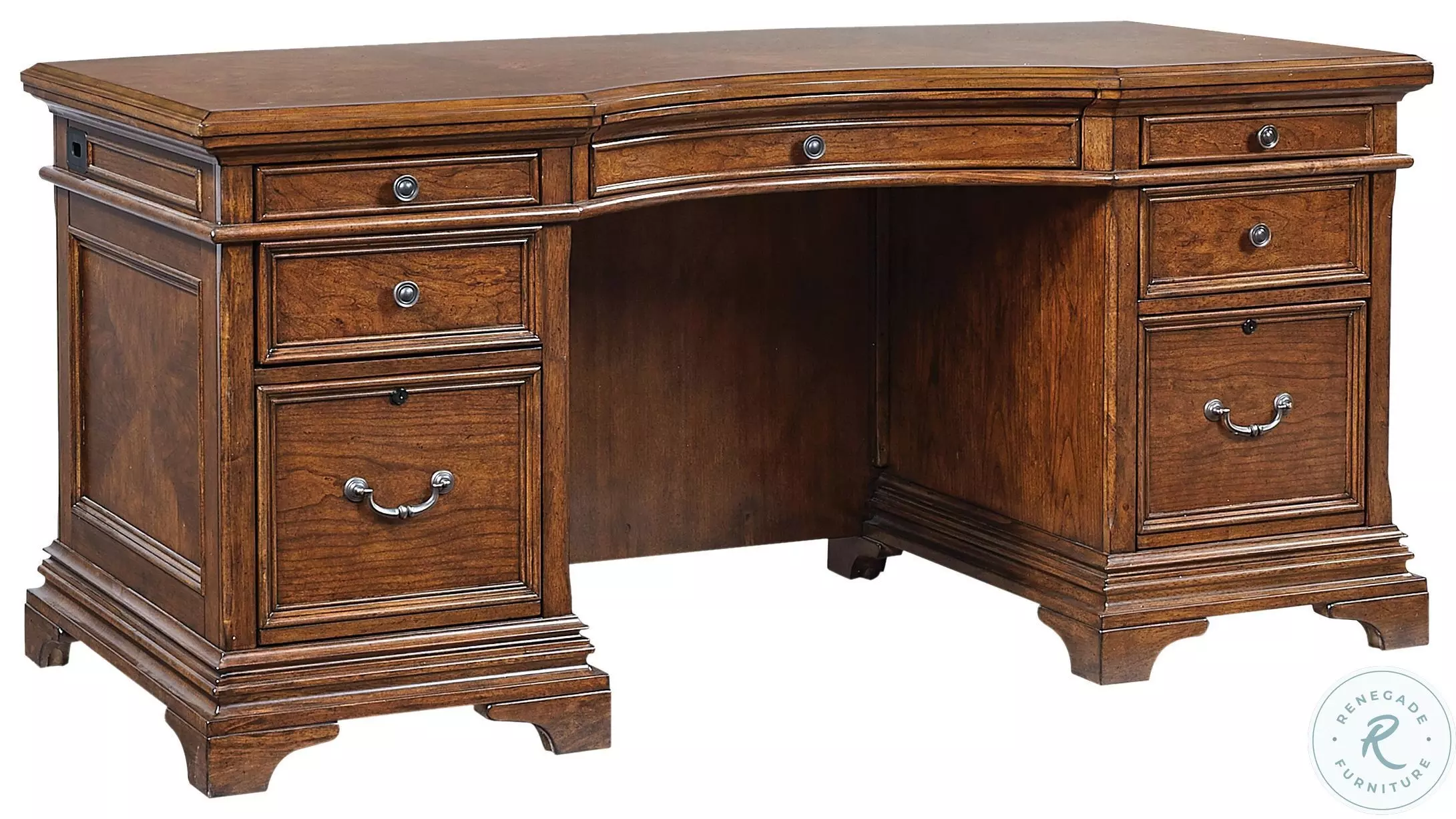 Hawthorne Carmel Brown 66" Curved Executive Desk From Aspen Home ...