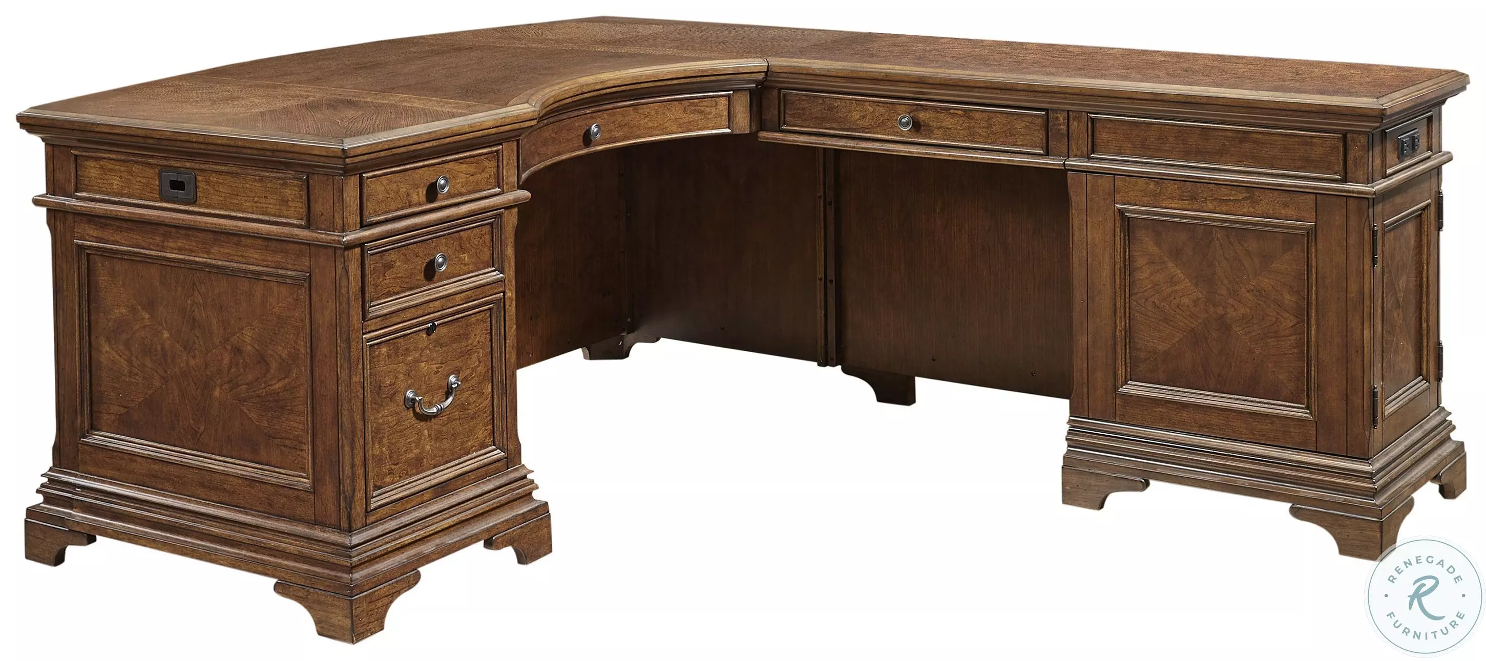 Hawthorne Carmel Brown L Shaped Desk From Aspen Home | Coleman Furniture