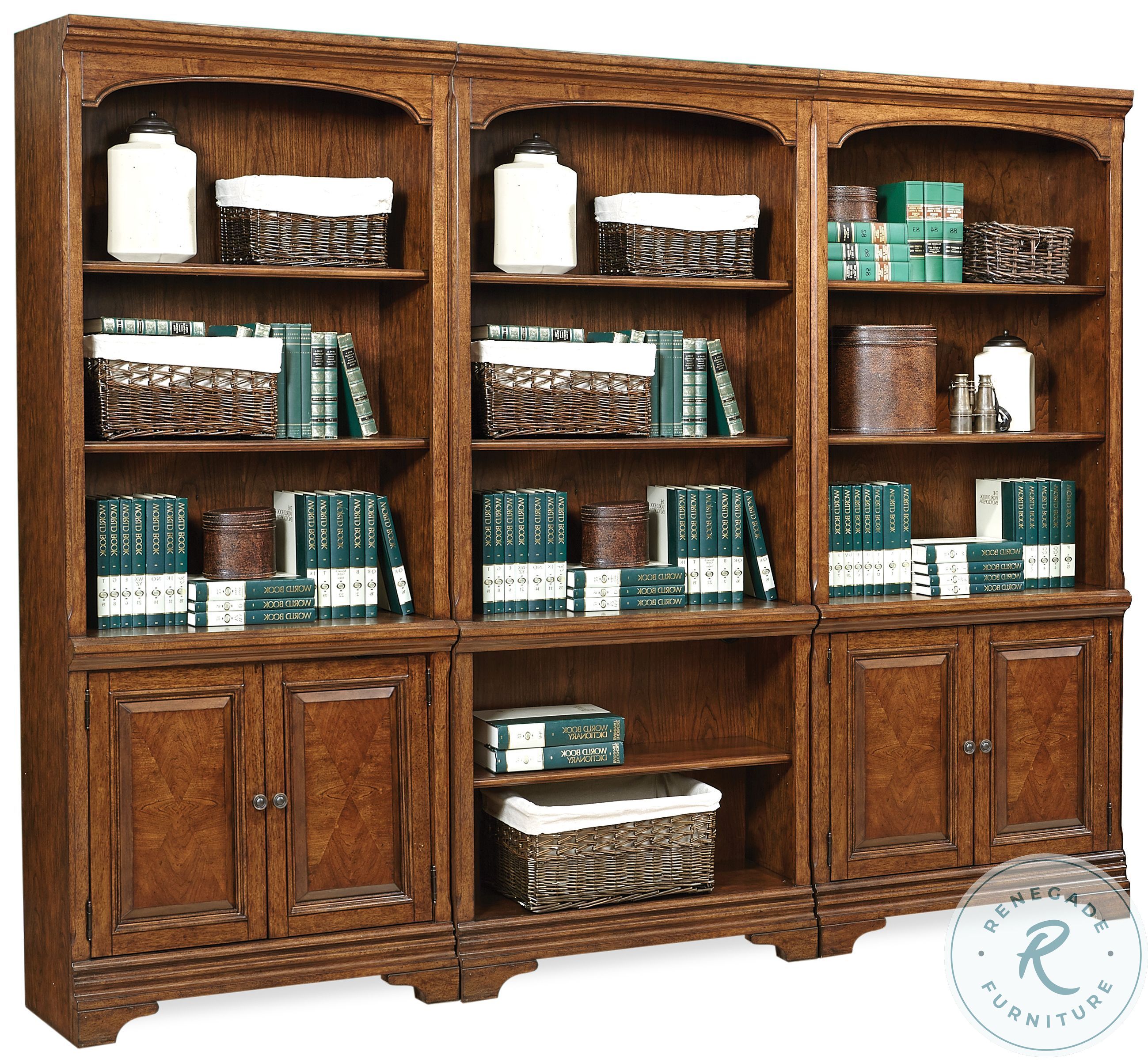 Hawthorne Carmel Brown 3 Piece Bookcase Wall From Aspen Home | Coleman ...