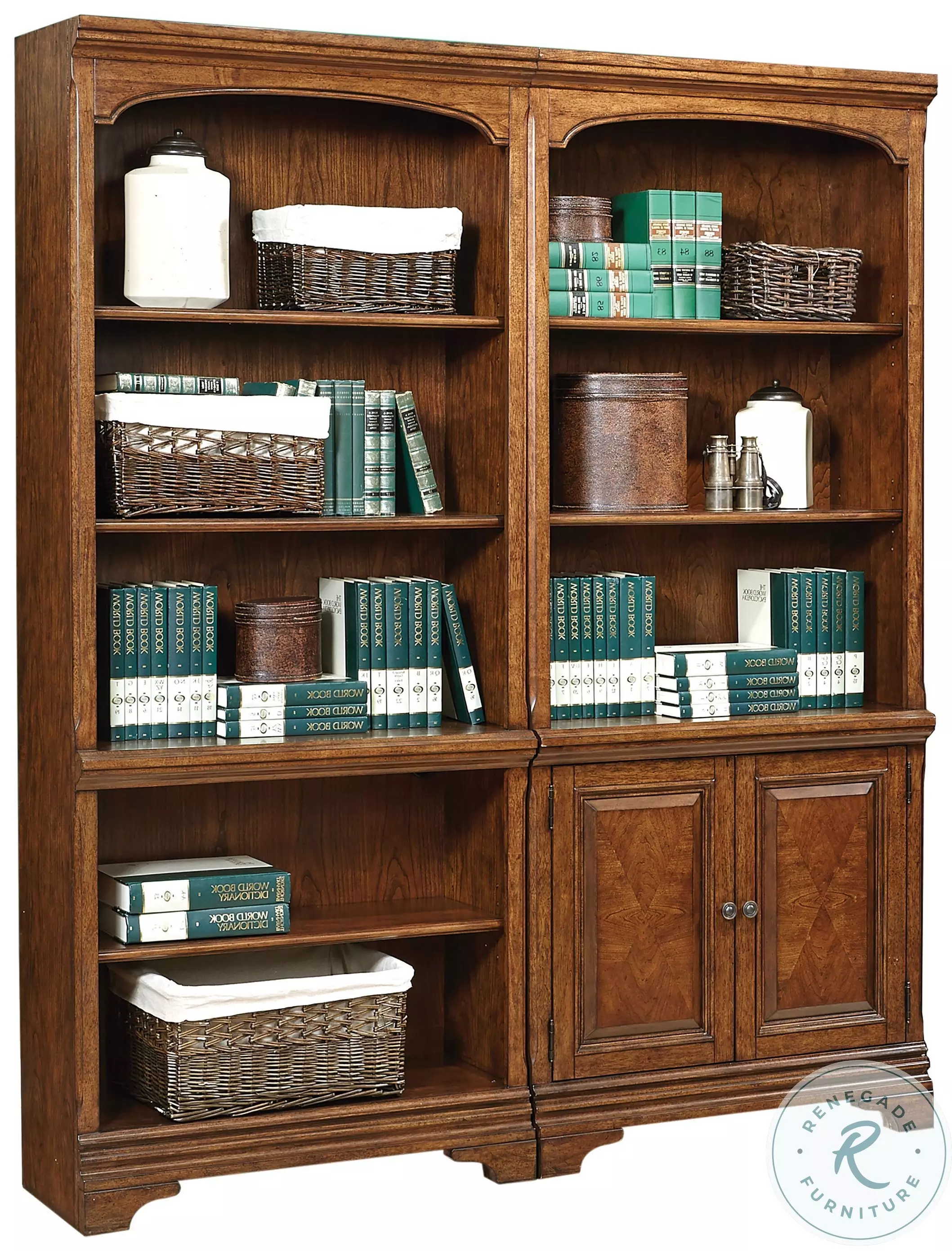 Hawthorne Carmel Brown 2 Piece Bookcase Wall From Aspen Home | Coleman ...
