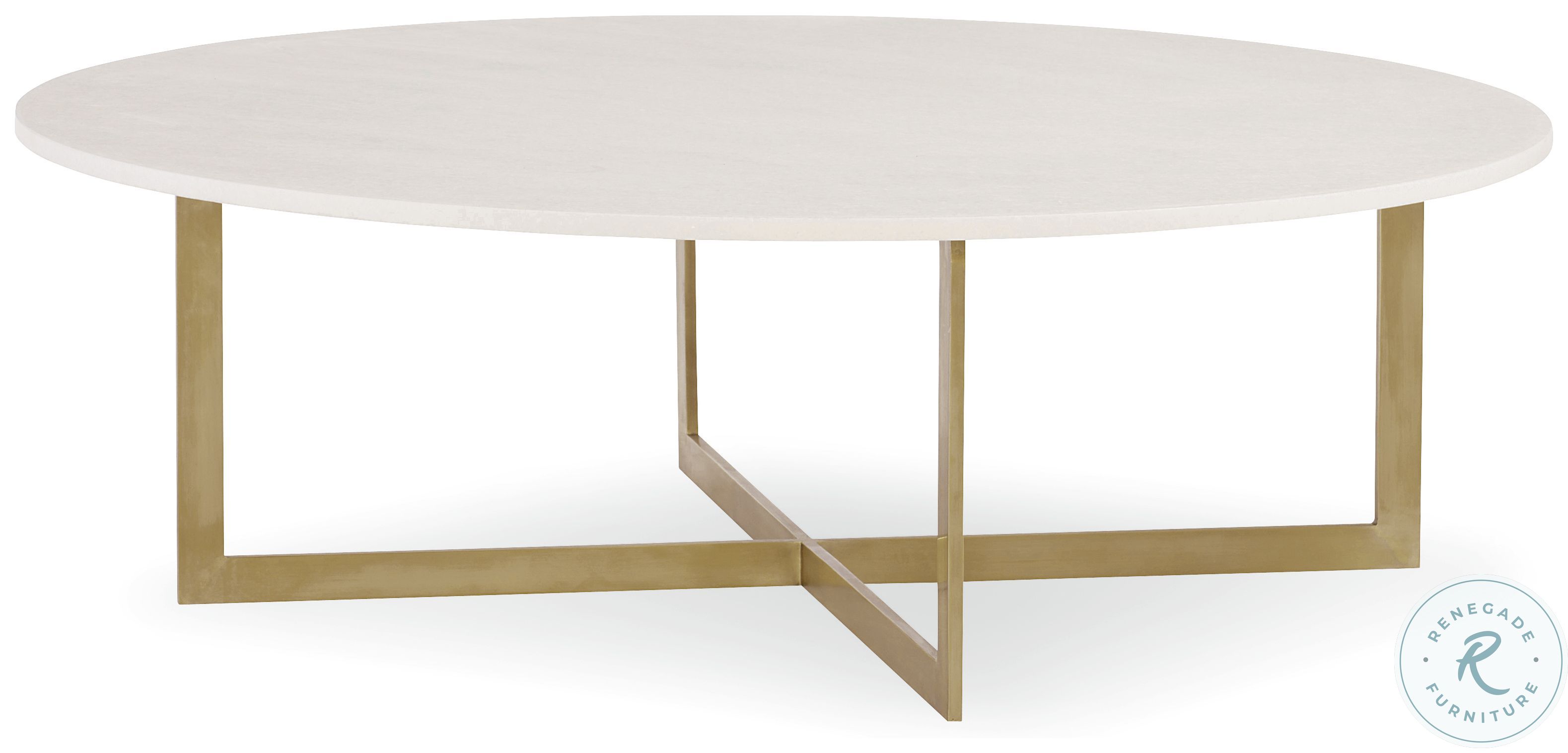 Nest White Honed Stone And Matte Brass Large Round Cocktail Table From ...