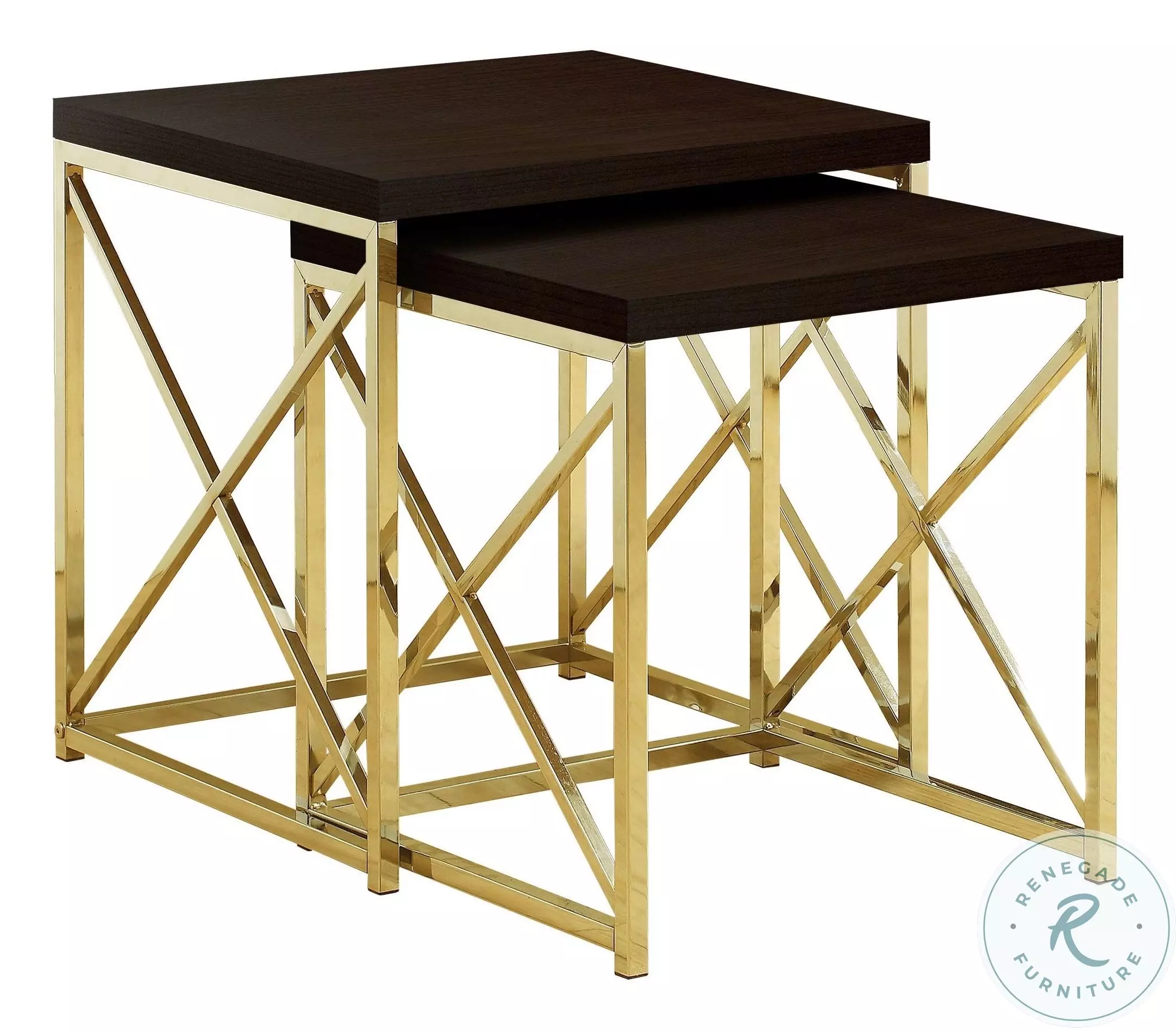 3237 Gold Nesting Table Set of 2 from Monarch | Coleman Furniture