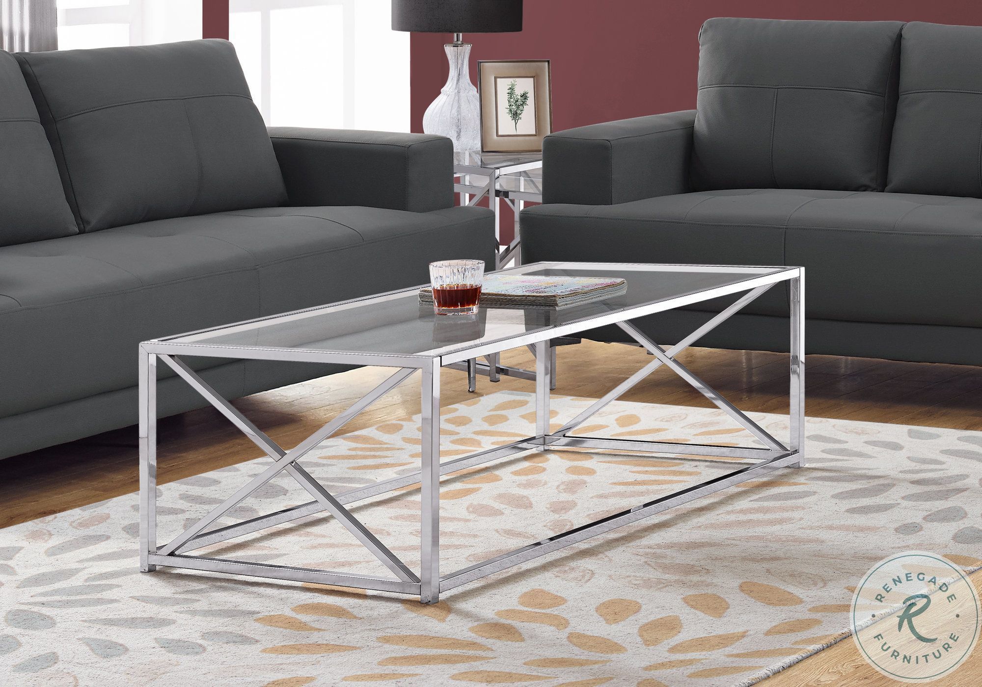 3440 Chrome Coffee Table from Monarch | Coleman Furniture