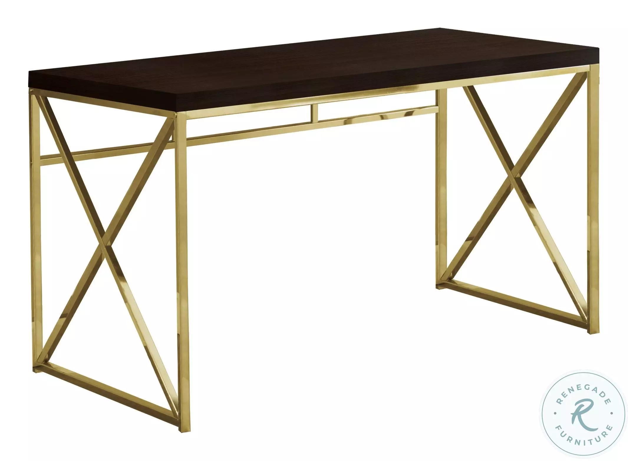 7201 Espresso and Gold 48" Computer Desk from Monarch | Coleman Furniture
