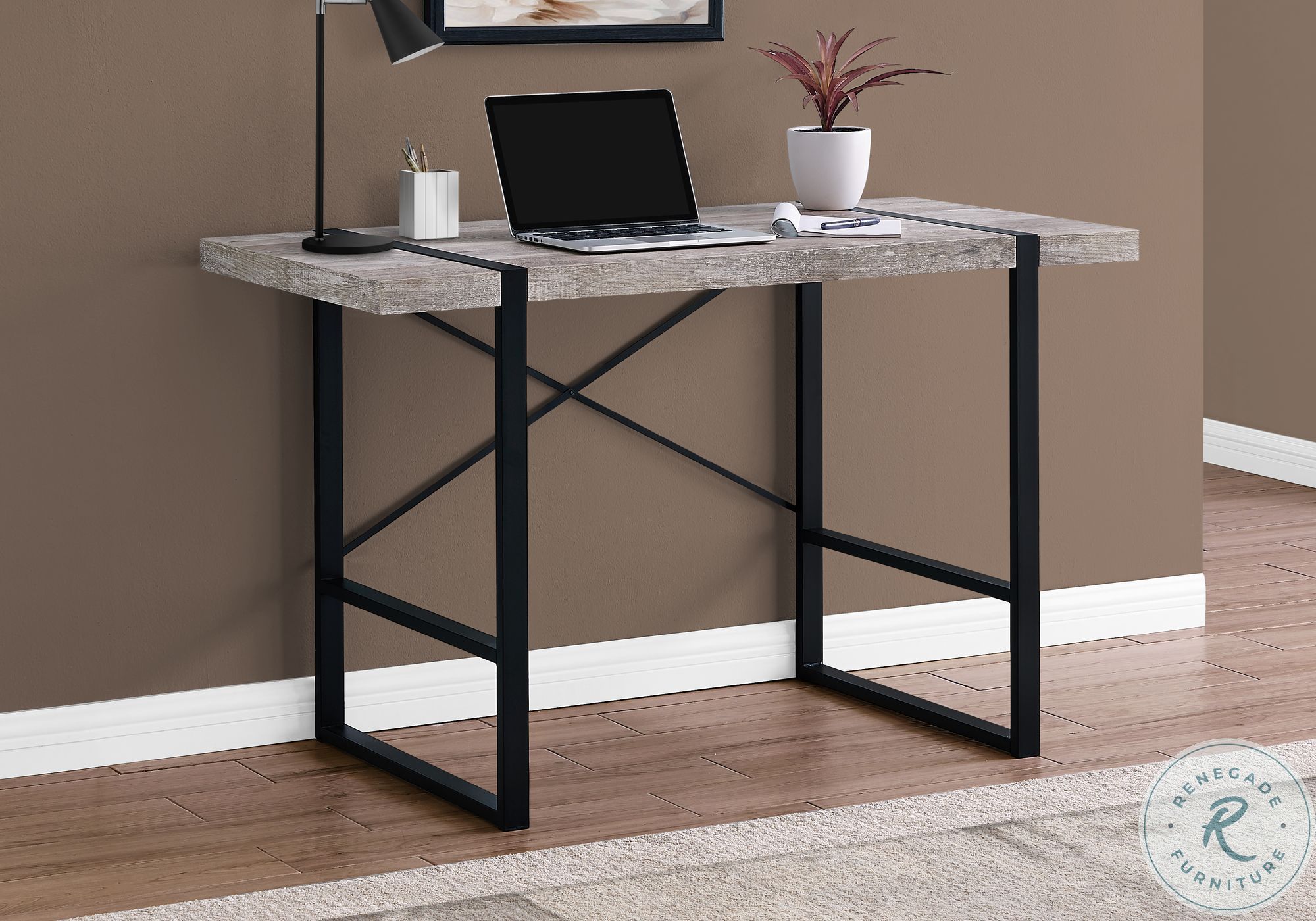 7315 Taupe and Black 48" Computer Desk from Monarch | Coleman Furniture
