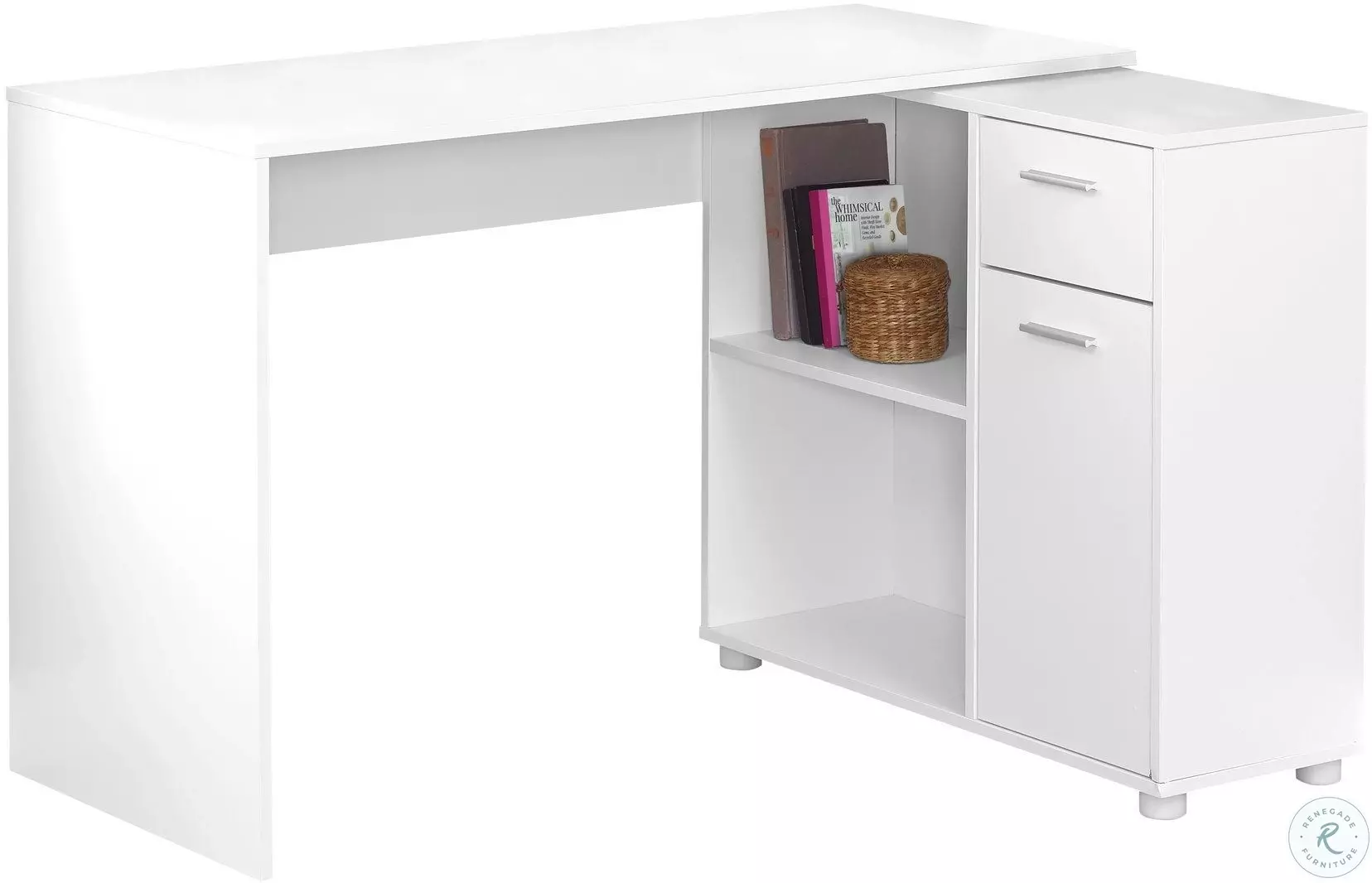 46" White Computer Desk with Storage Cabinet from Monarch | Coleman ...