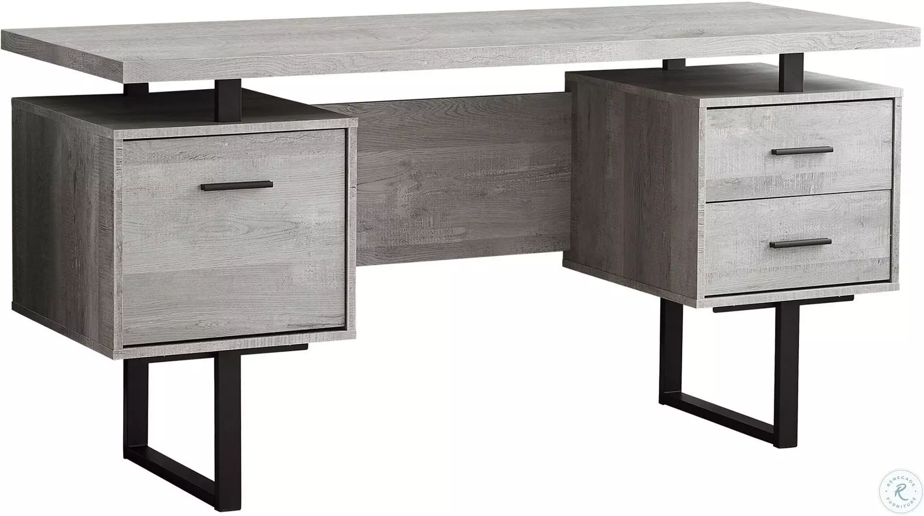 Gray Wood and Black Metal 60" Computer Desk from Monarch | Coleman ...