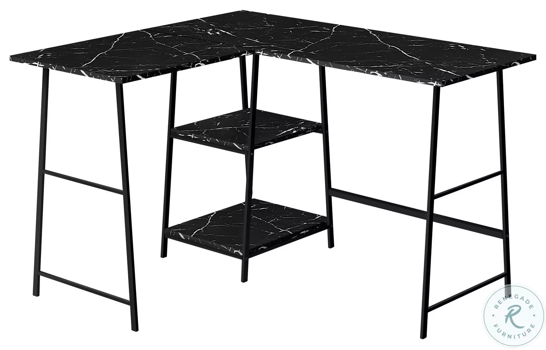 7594 Black Marble 48" Computer Desk From Monarch | Coleman Furniture