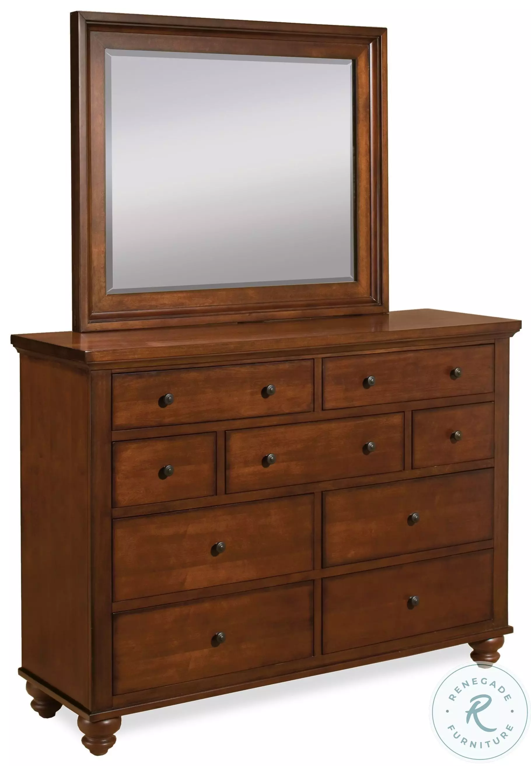 Cambridge Brown Cherry Chesser with Mirror From Aspen Home | Coleman ...