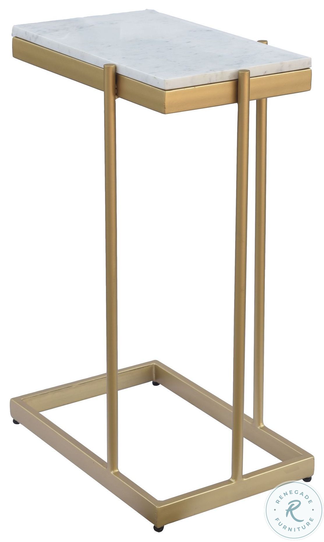 Sulu White Marble With Gold Iron C Table from Moes Home | Coleman Furniture