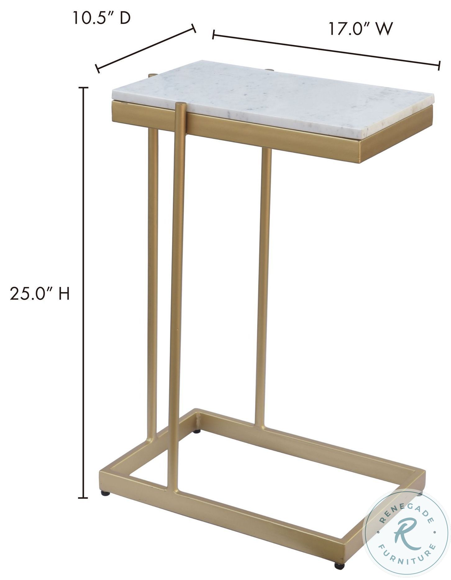 Sulu White Marble With Gold Iron C Table from Moes Home | Coleman Furniture