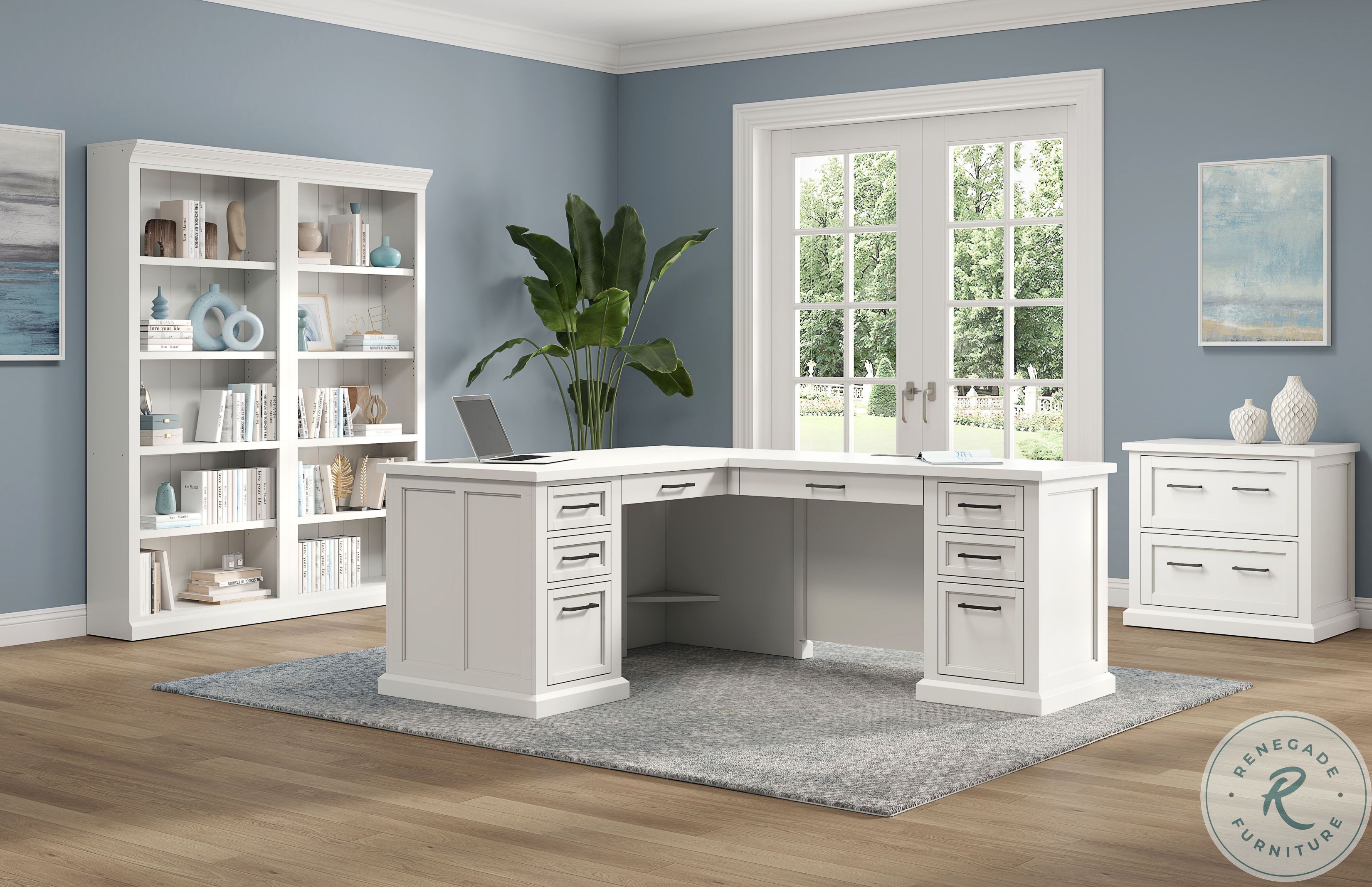 Abby White Pedestal L Shape Desk From Martin Furniture | Coleman Furniture