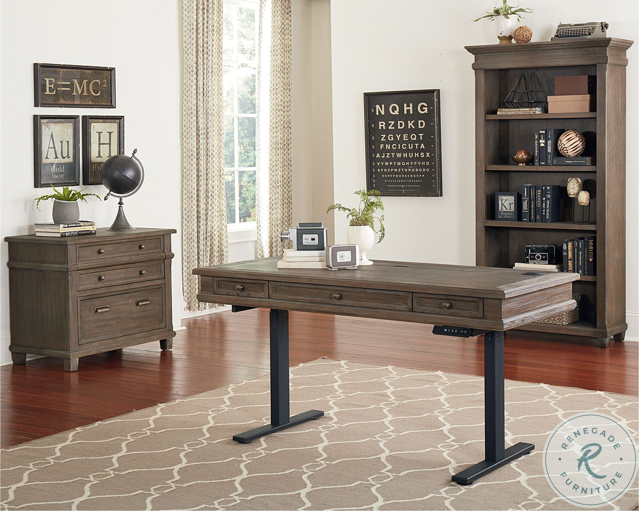 Carson Weathered Dove Stand Desk from Martin Furniture | Coleman Furniture