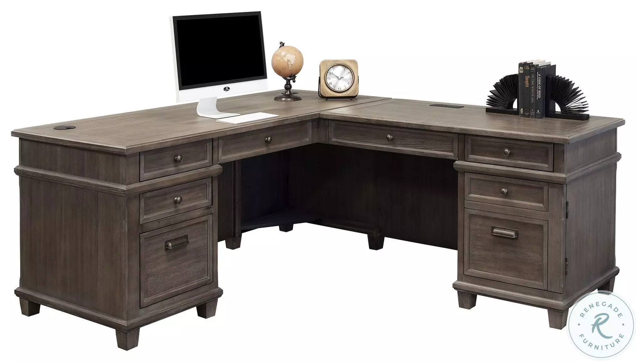 Carson Weathered Dove L Desk from Martin Furniture | Coleman Furniture