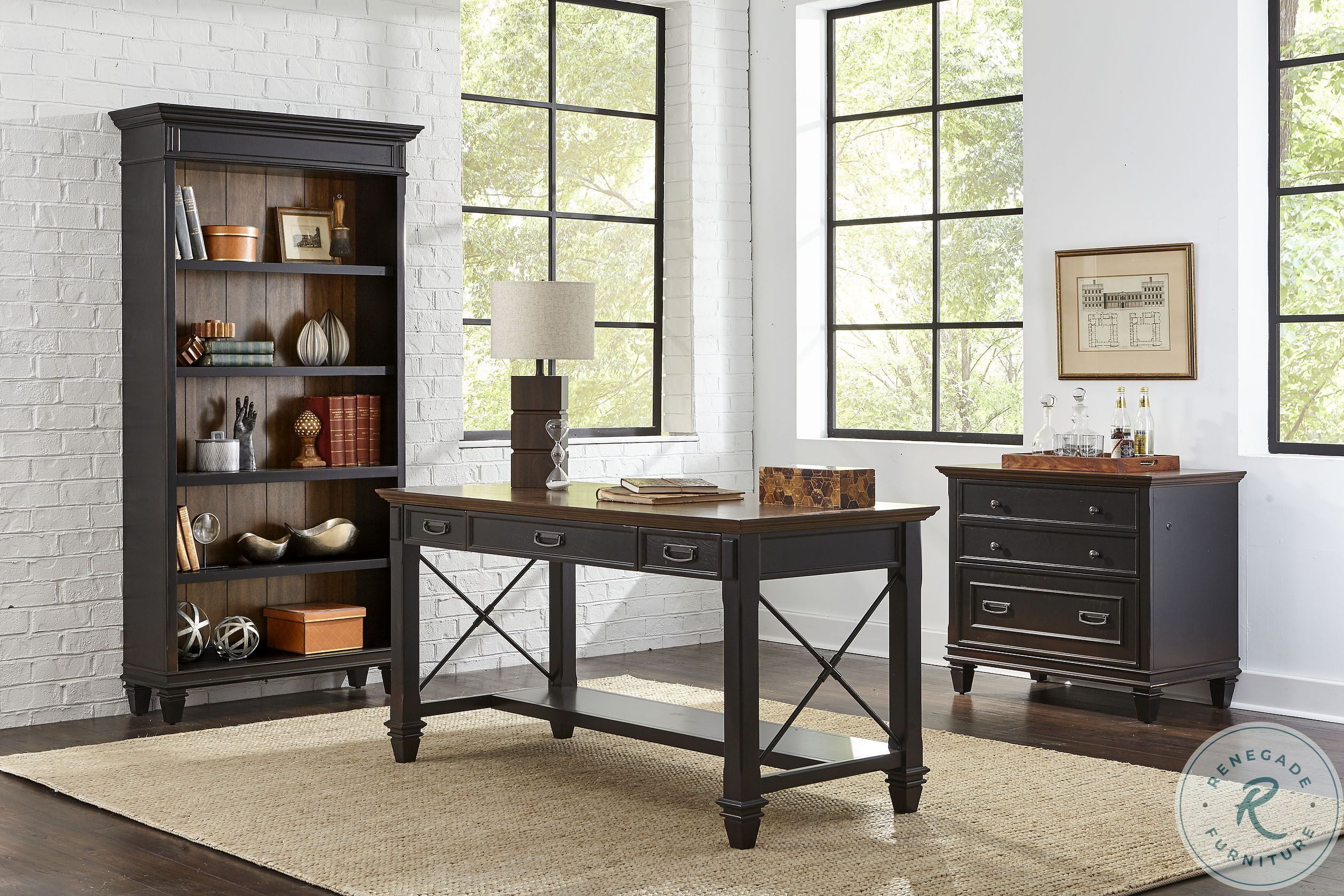 Hartford Distressed Black Writing Desk from Martin Furniture | Coleman ...