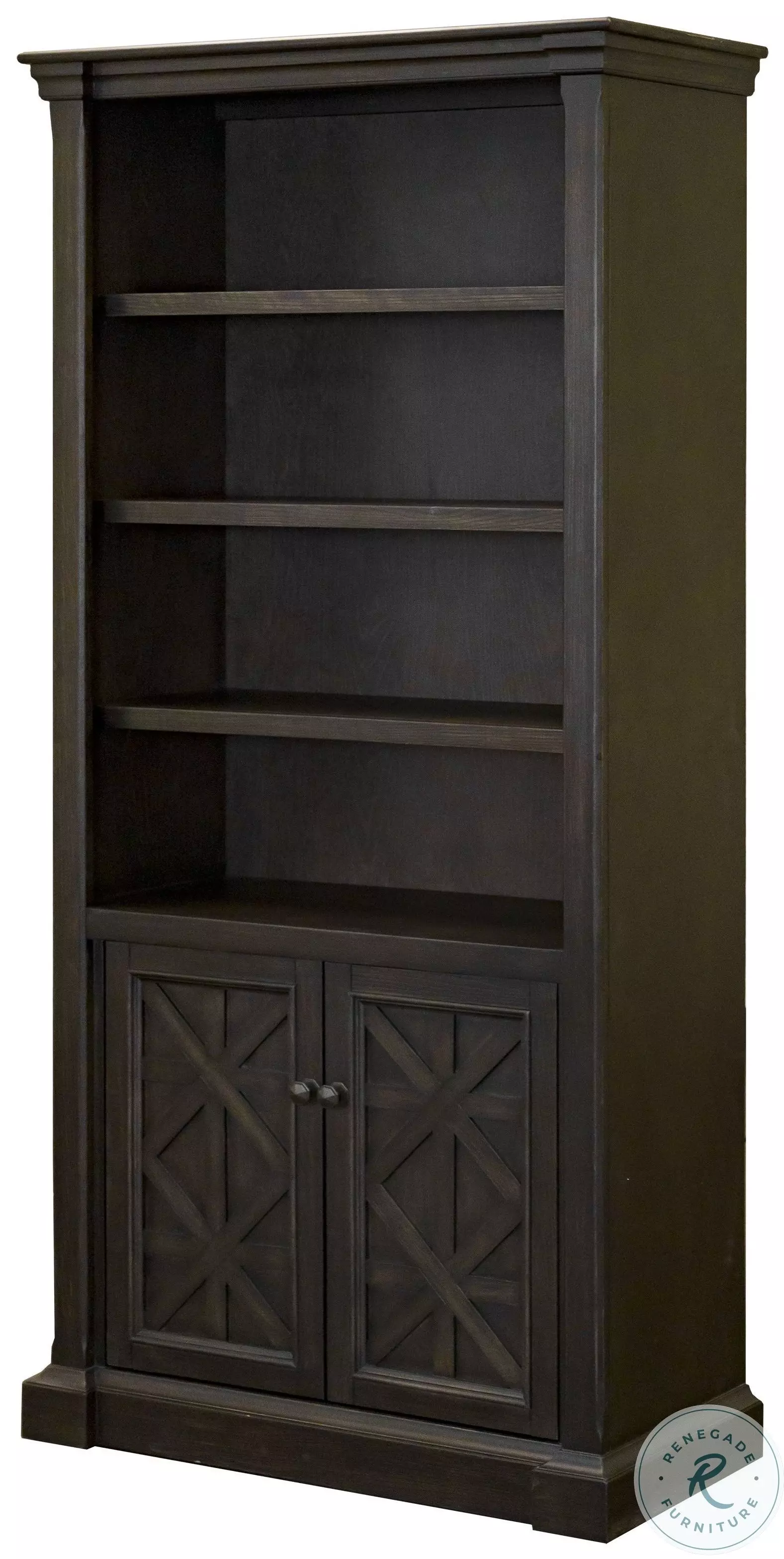 Kingston Dark Brown Bookcase With Doors From Martin Furniture | Coleman ...