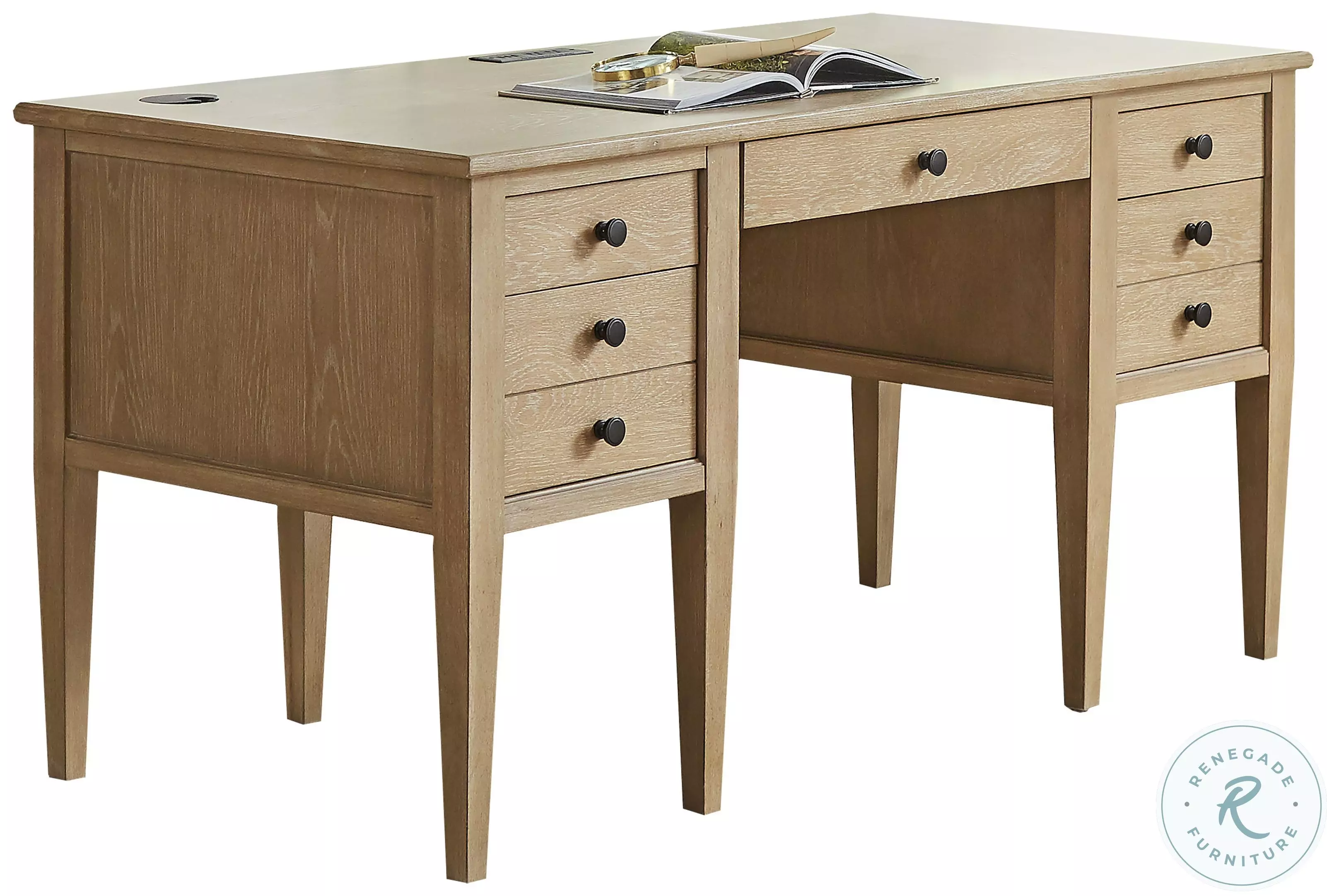 Laurel Unique Natural Half Pedestal Desk From Home Gallery Stores ...