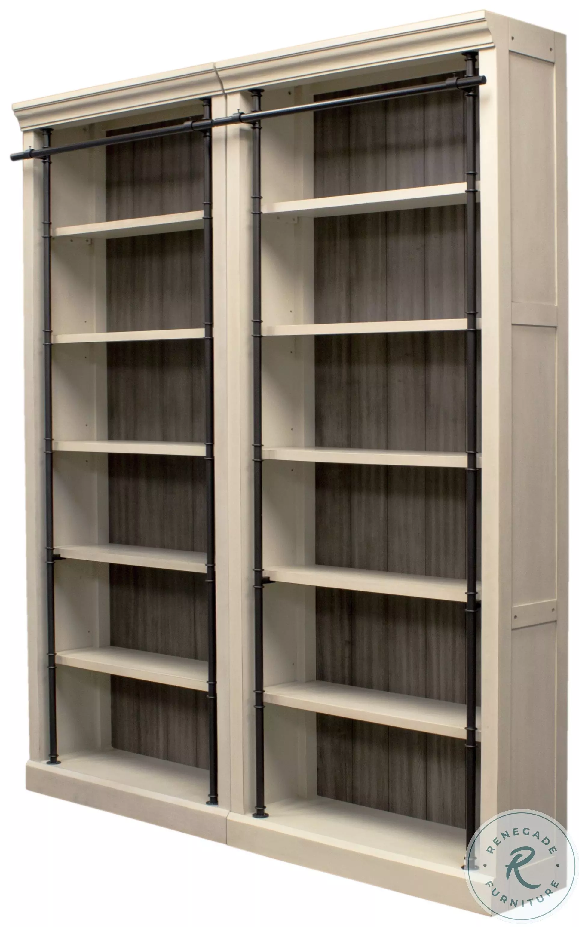 Toulouse Aged Chateau White 2 Piece 94" Tall Bookcase Set From Martin ...