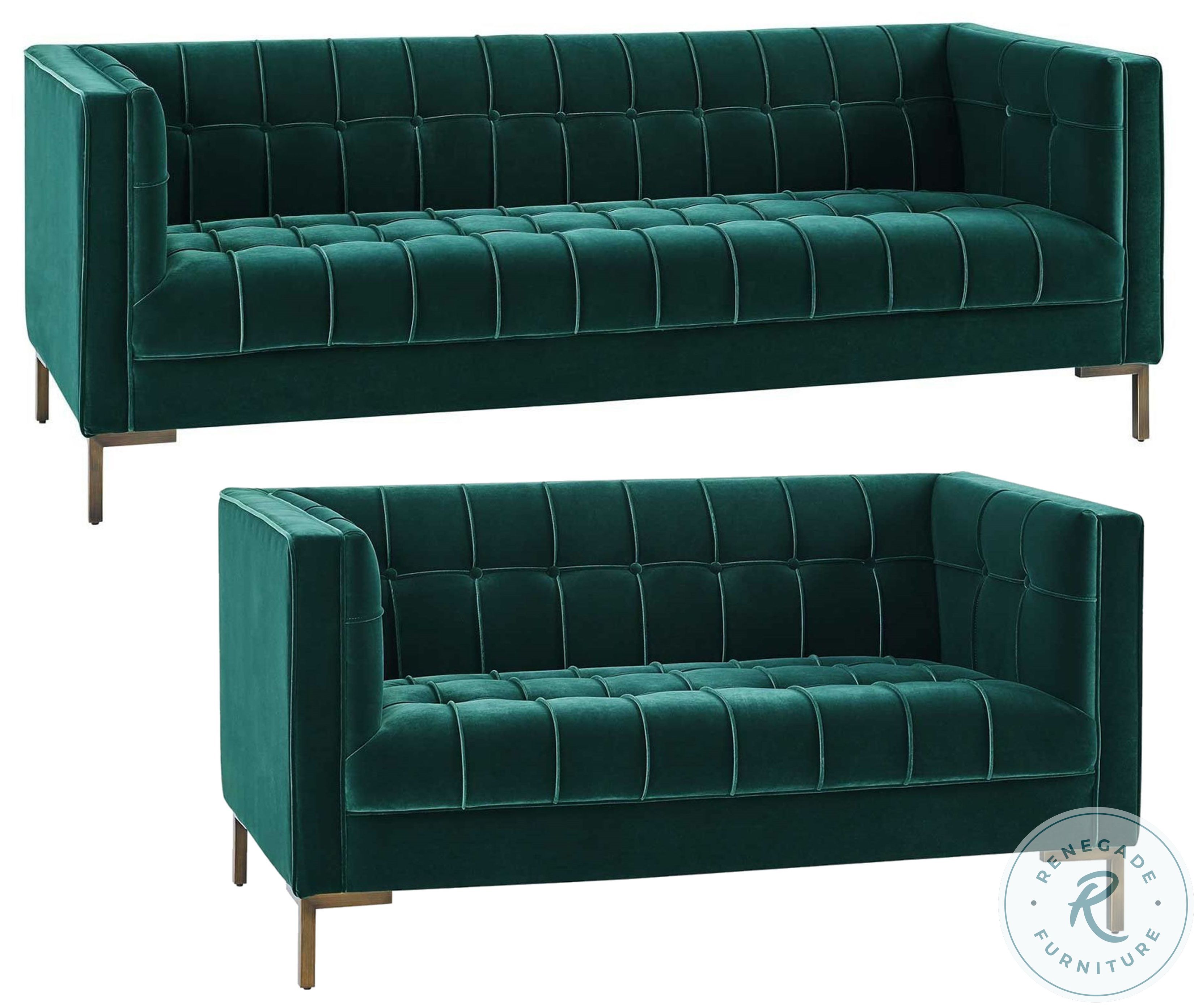 Isaac Emerald Green Velvet Channel Stitch Sofa From Steve Silver ...