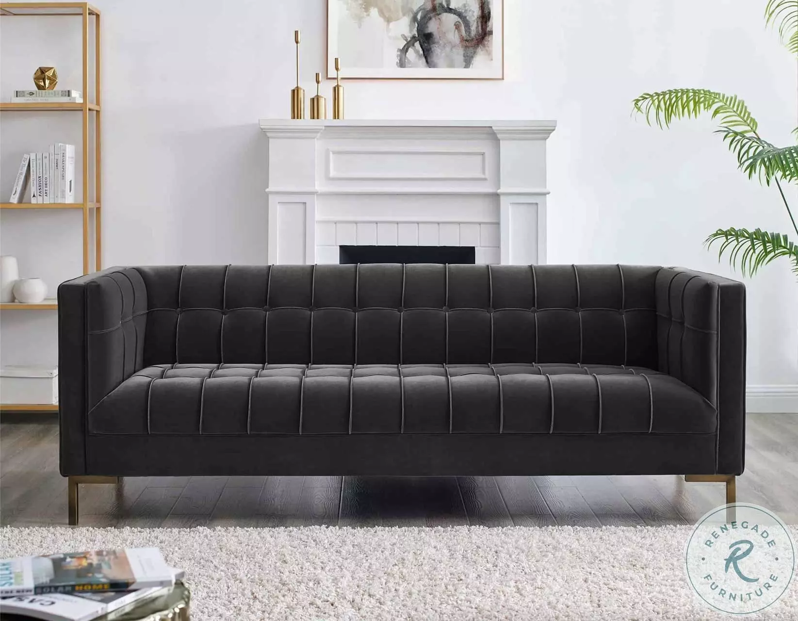 Isaac Moonlight Gray Velvet Channel Stitch Sofa From Steve Silver ...