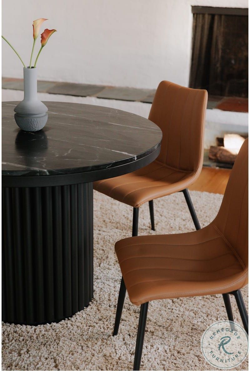 Tower Black Marble Round Dining Room Set from Moes Home | Coleman Furniture