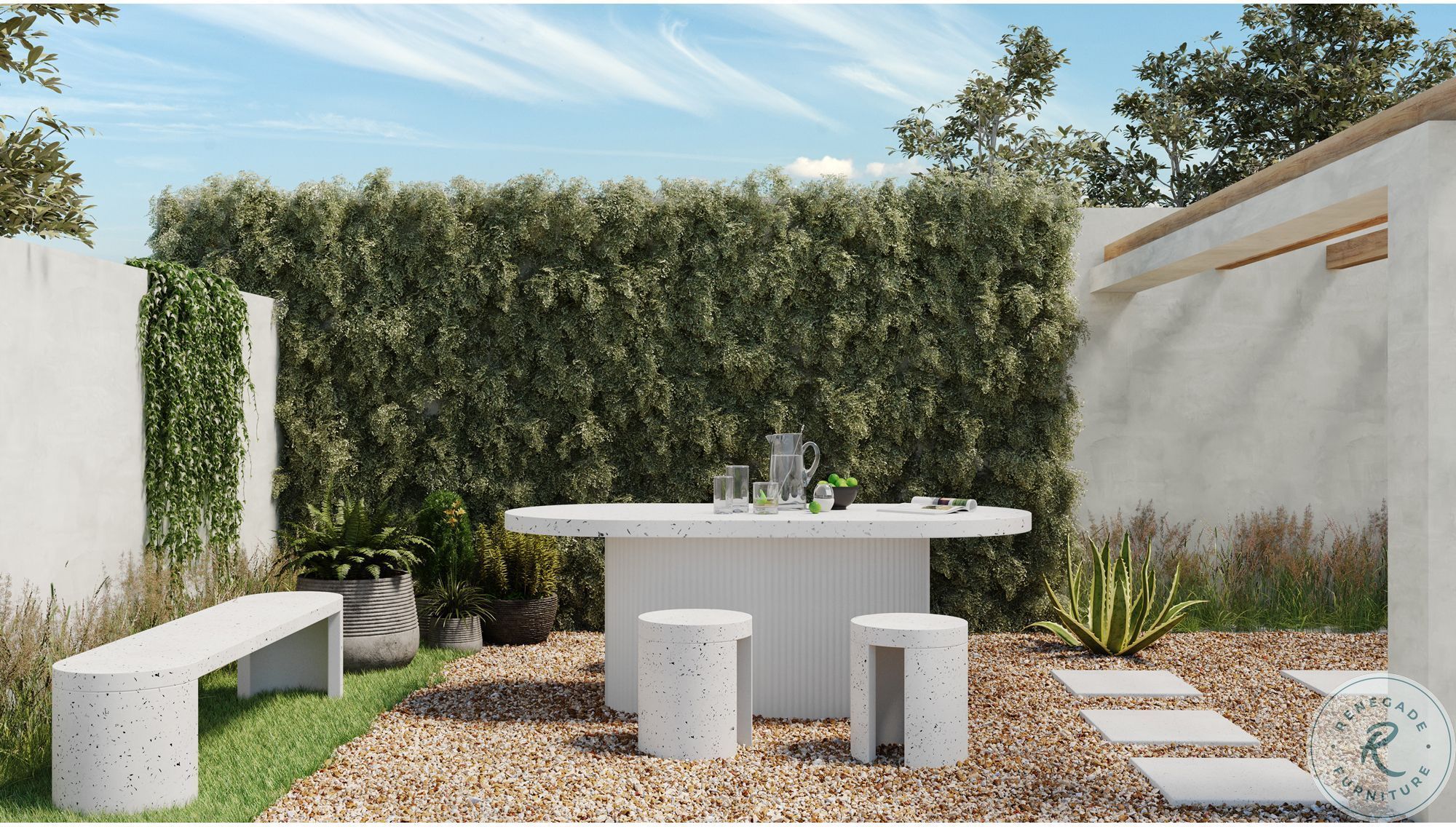 Lyon White Outdoor Stool from Moes Home | Coleman Furniture