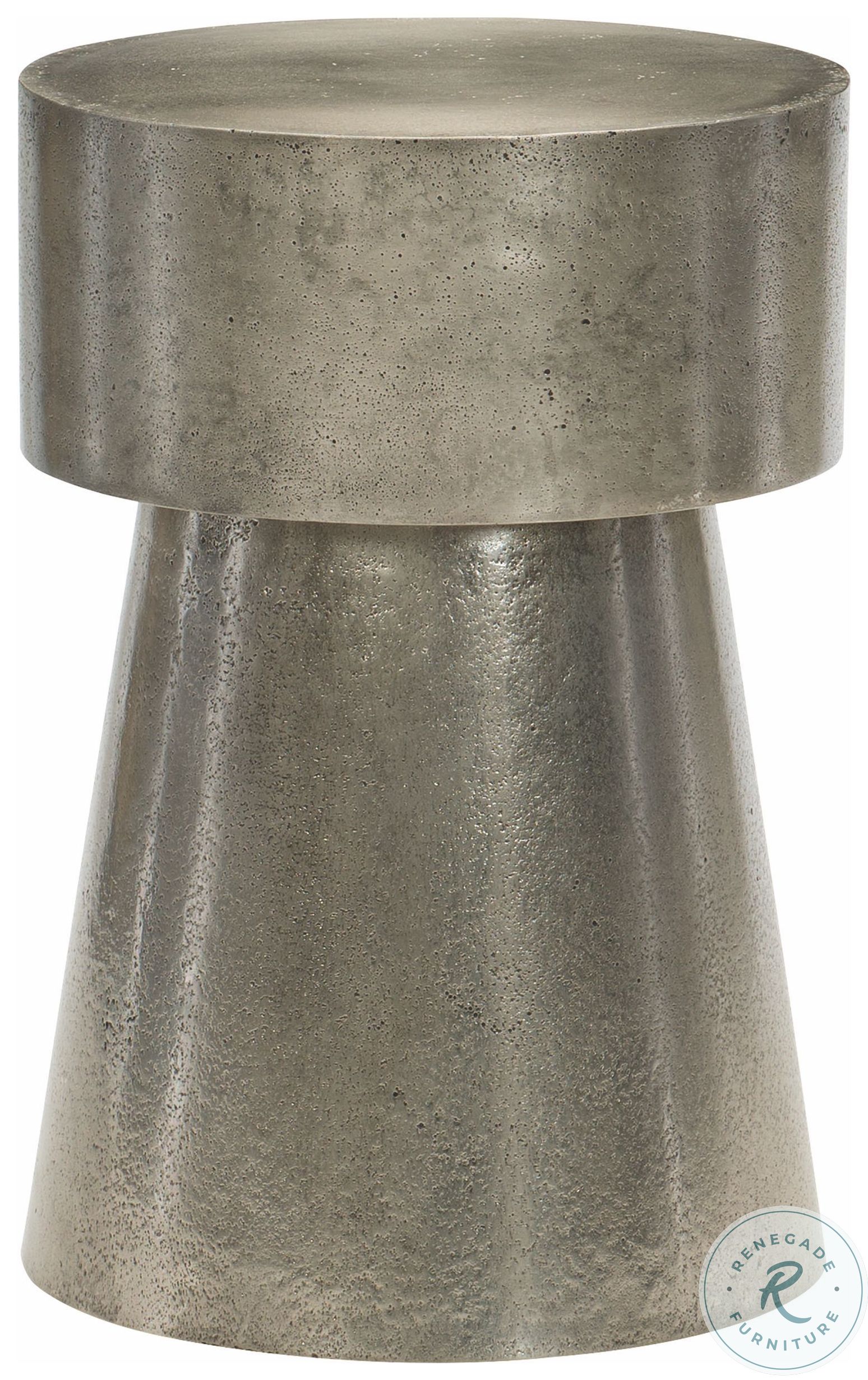 Linea Textured Graphite Metal Round Large Chairside Table from ...