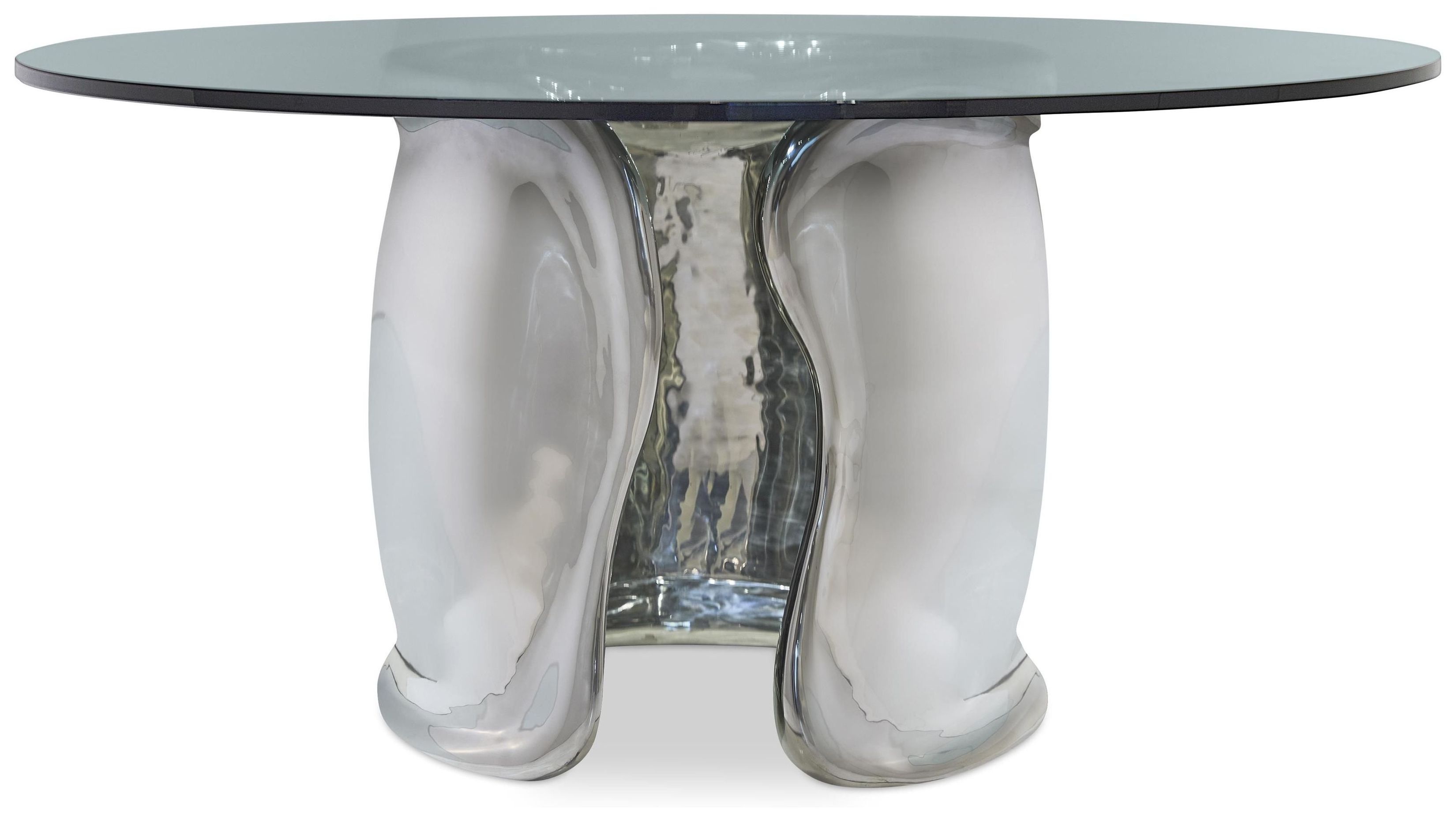 Agnes Silver 54" Round Glass Top Dining Table From Bernhardt Furniture ...