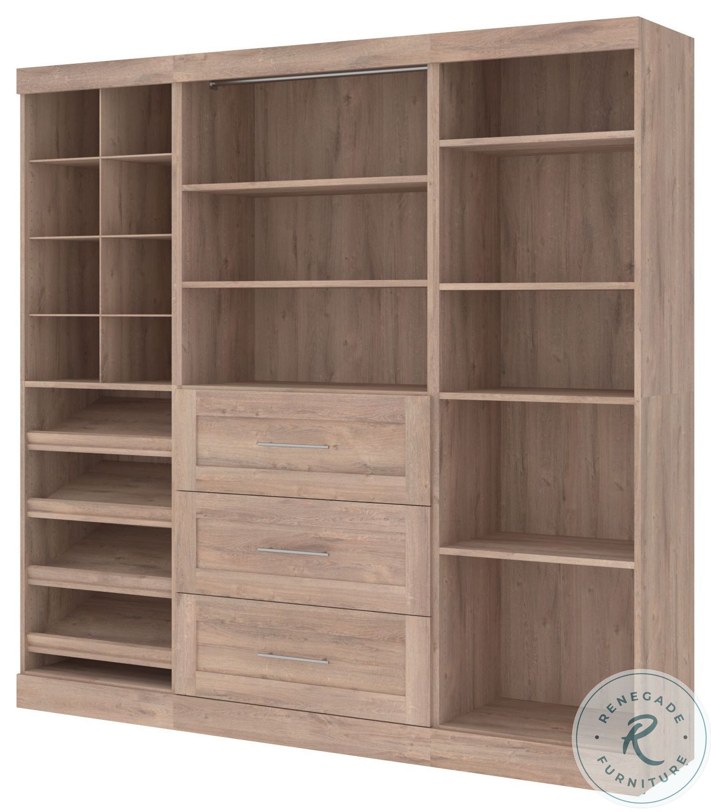 Pur Rustic Brown 86" Closet Organizer with Storage Cubbies From Bestar ...