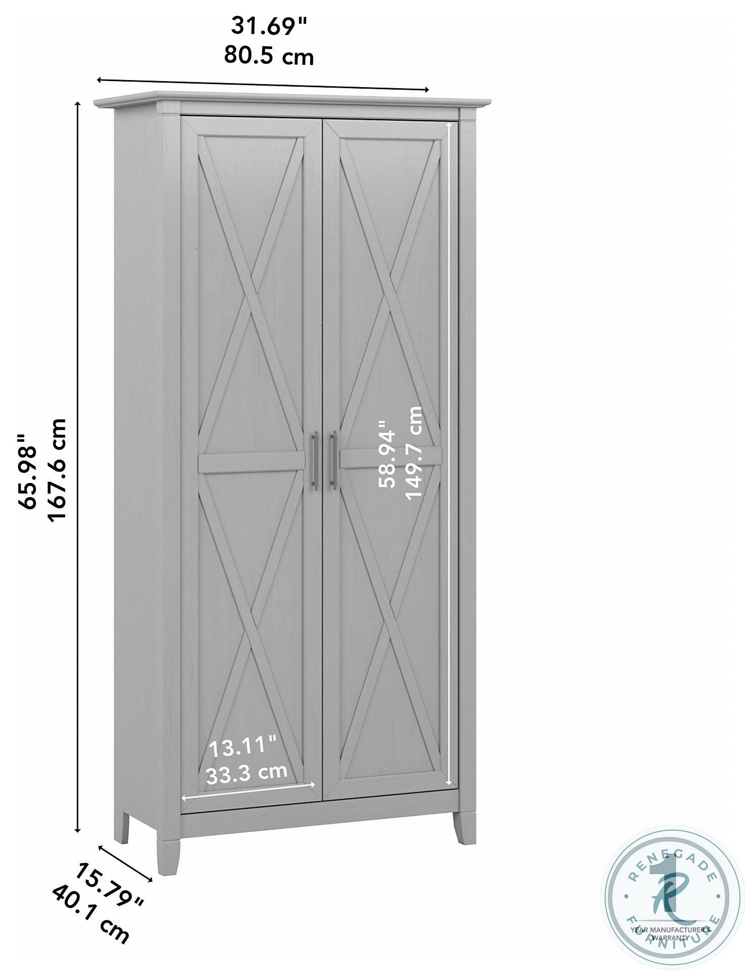 Key West Cape Cod Grey Tall Storage Cabinet with Doors From Bush ...