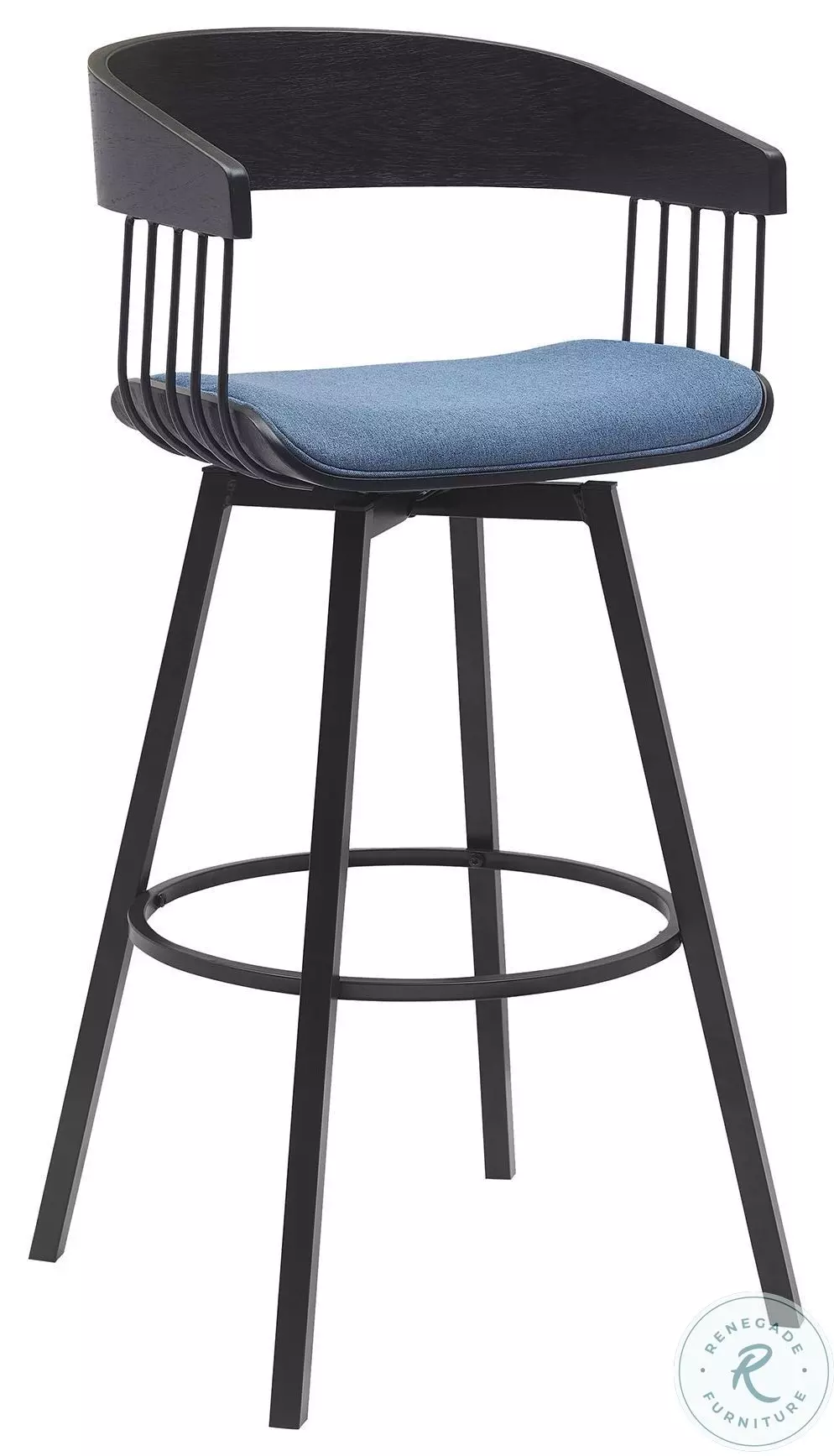 Athena Blue Swivel Bar Stool From Armen Living | Coleman Furniture