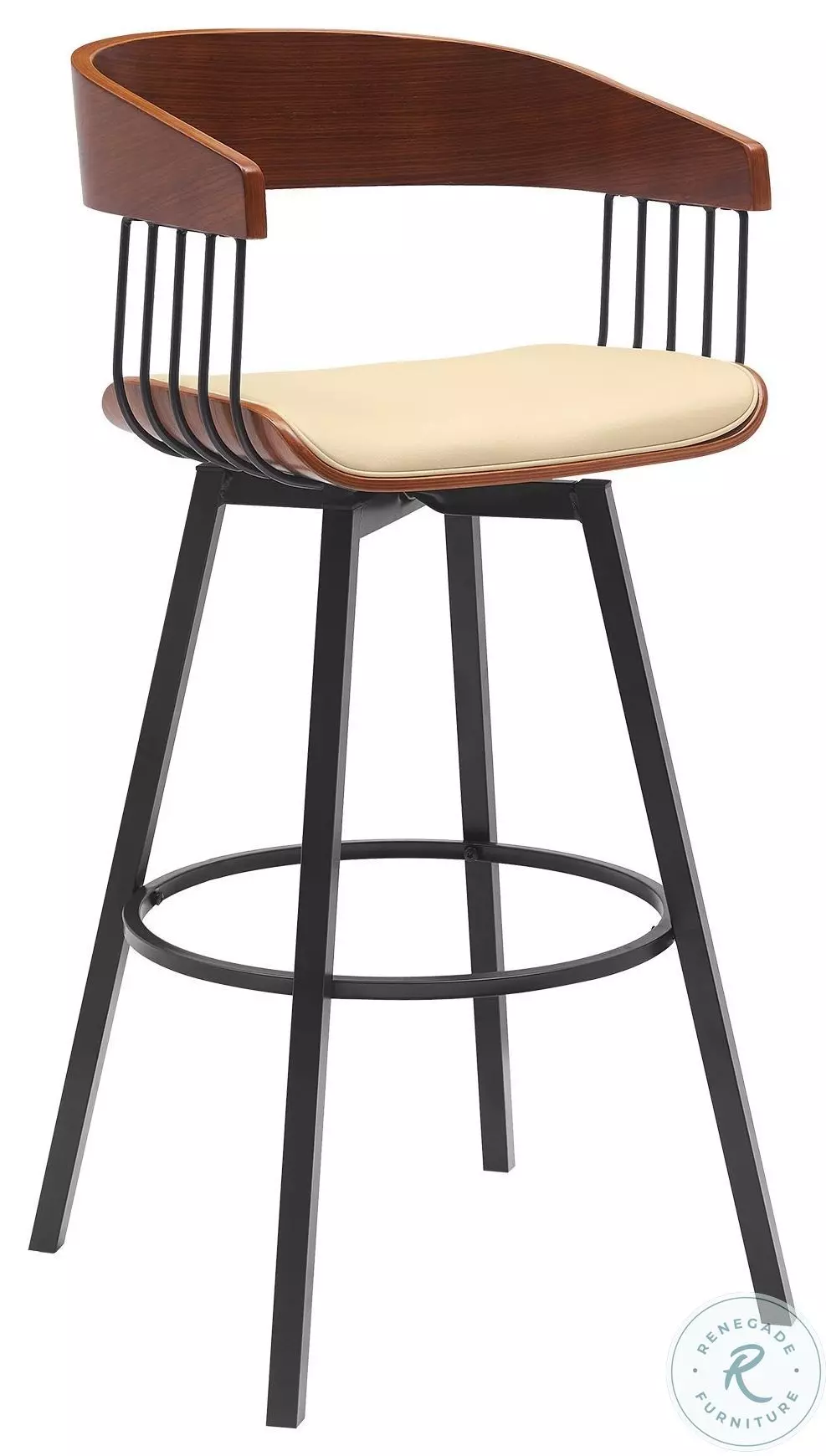 Athena Cream And Walnut Swivel Bar Stool From Armen Living | Coleman ...
