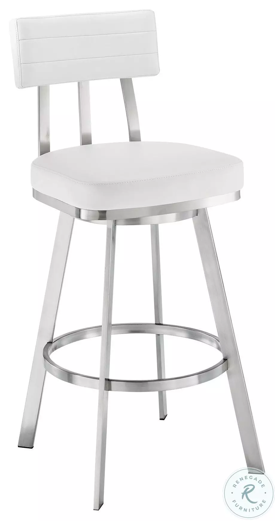 Benjamin White Swivel 30" Bar Stool From Armen Living | Coleman Furniture