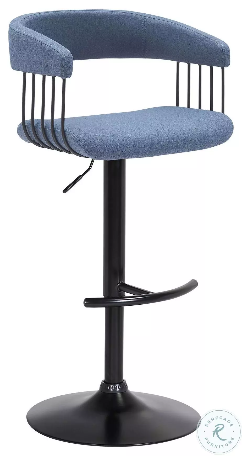 Calista Blue Adjustable Swivel Bar Stool From Armen Living | Coleman ...