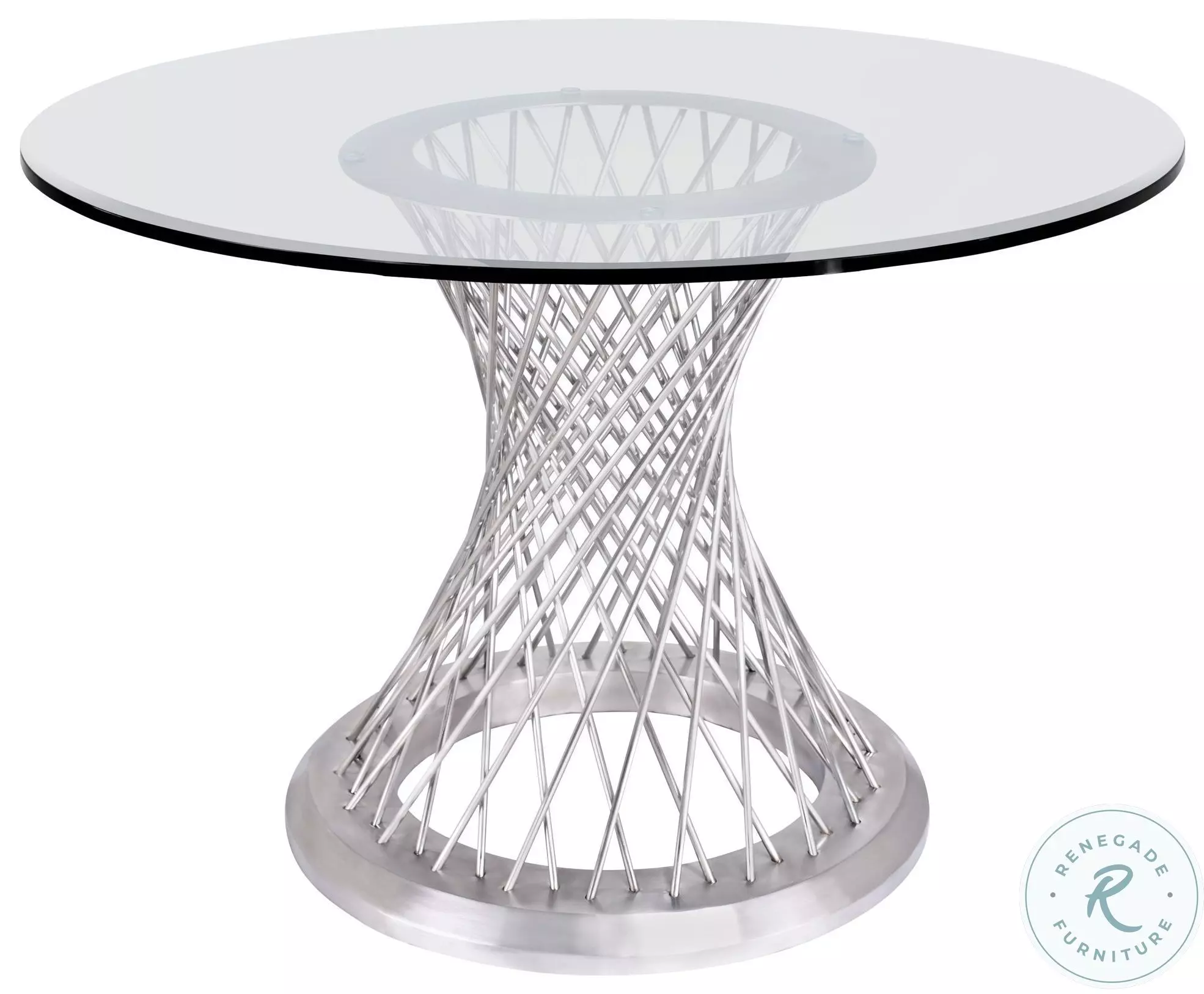 Calypso Brushed Stainless Steel Round Dining Table from Armen Living ...