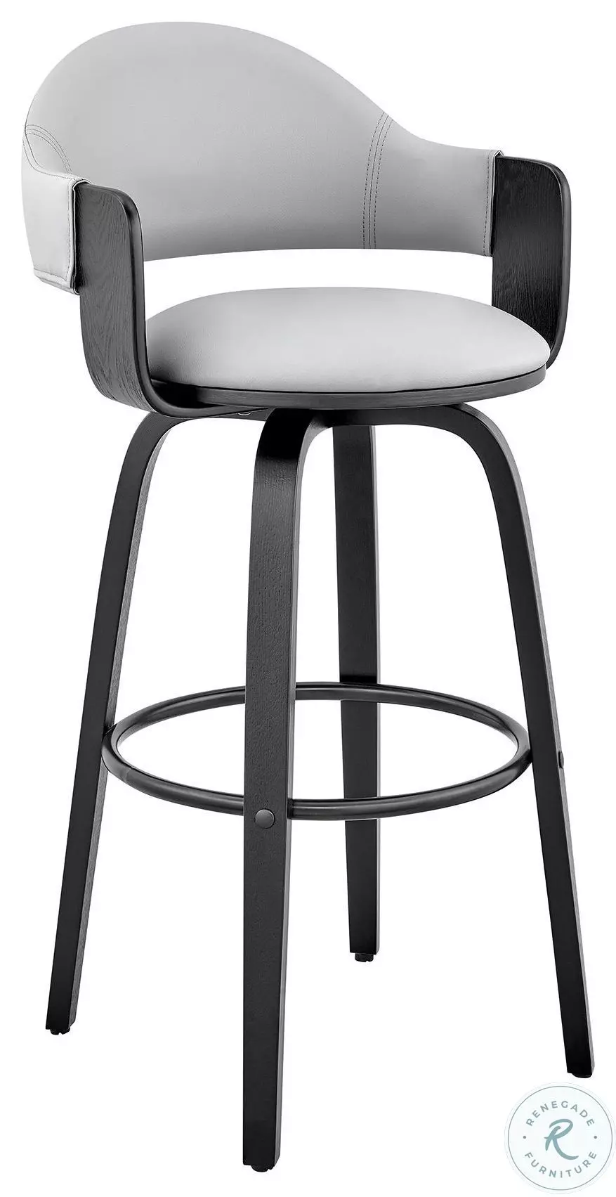 Daxton Gray Faux Leather And Black Wood 26" Counter Height Stool From ...
