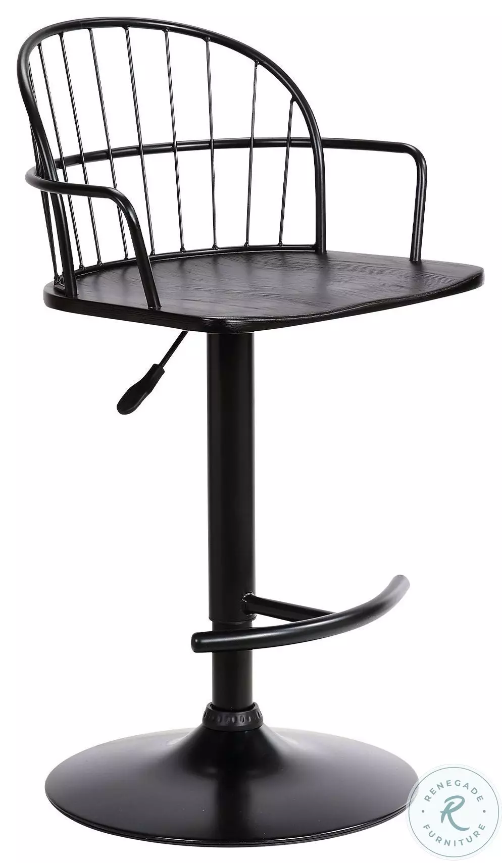 Edward Black Wood Adjustable Metal Bar Stool from Armen Living ...