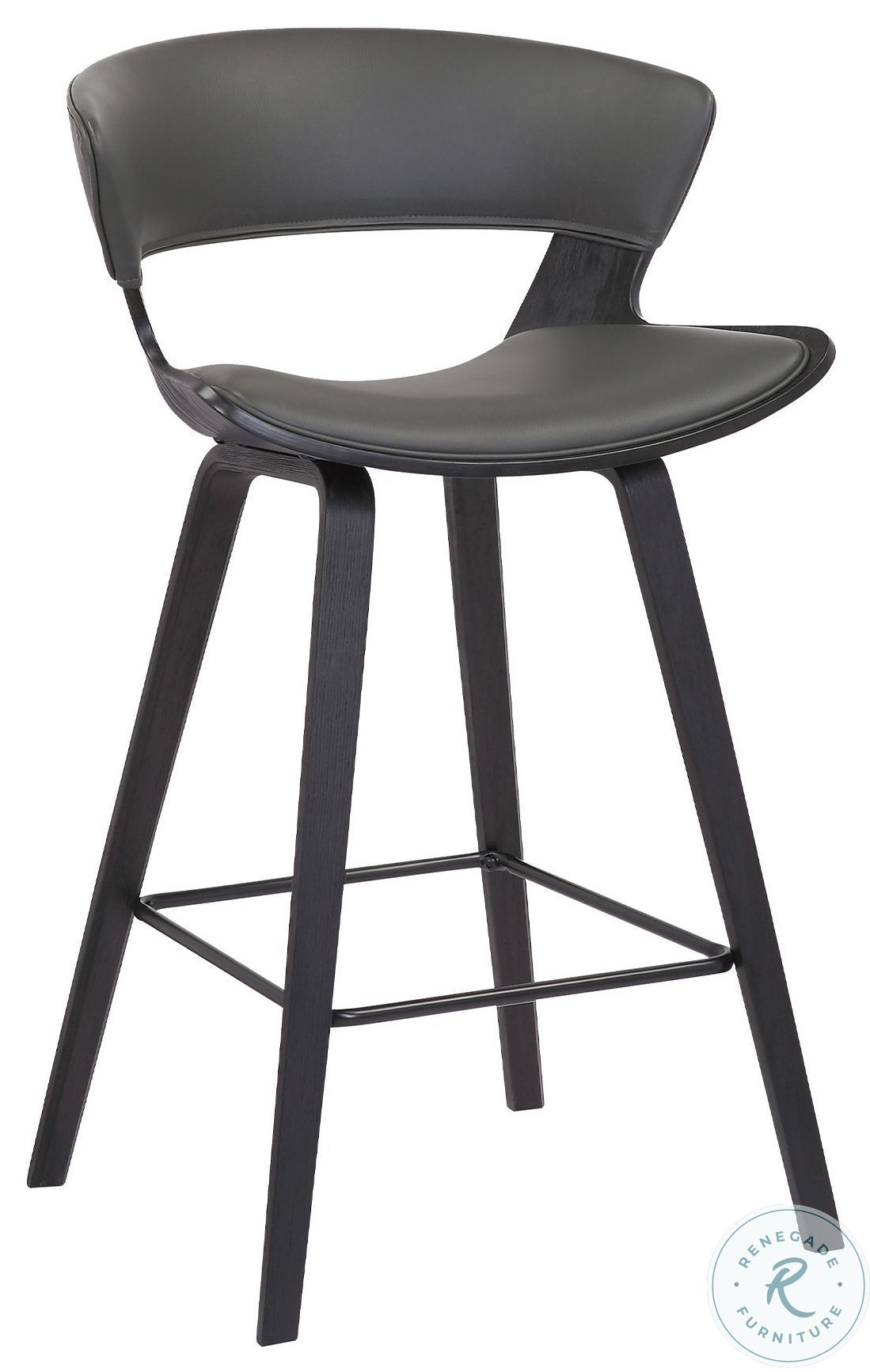 Jagger Grey Faux Leather 26" Counter Height Stool from Armen Living ...