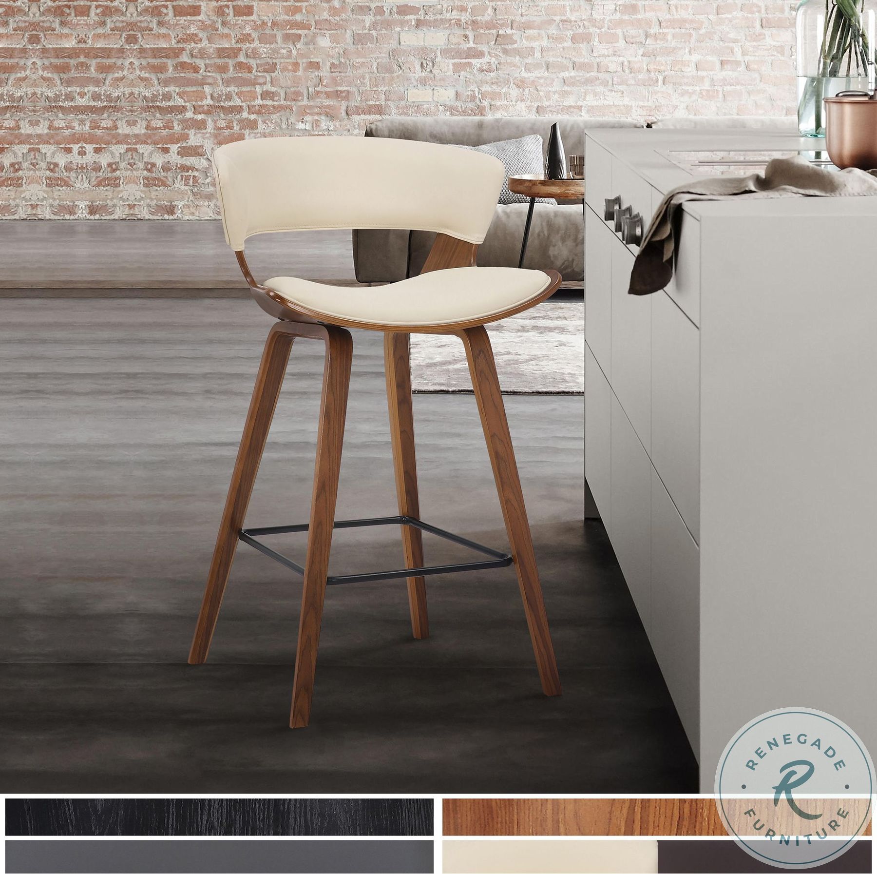 Jagger Cream Faux Leather 26" Counter Height Stool from Armen Living ...