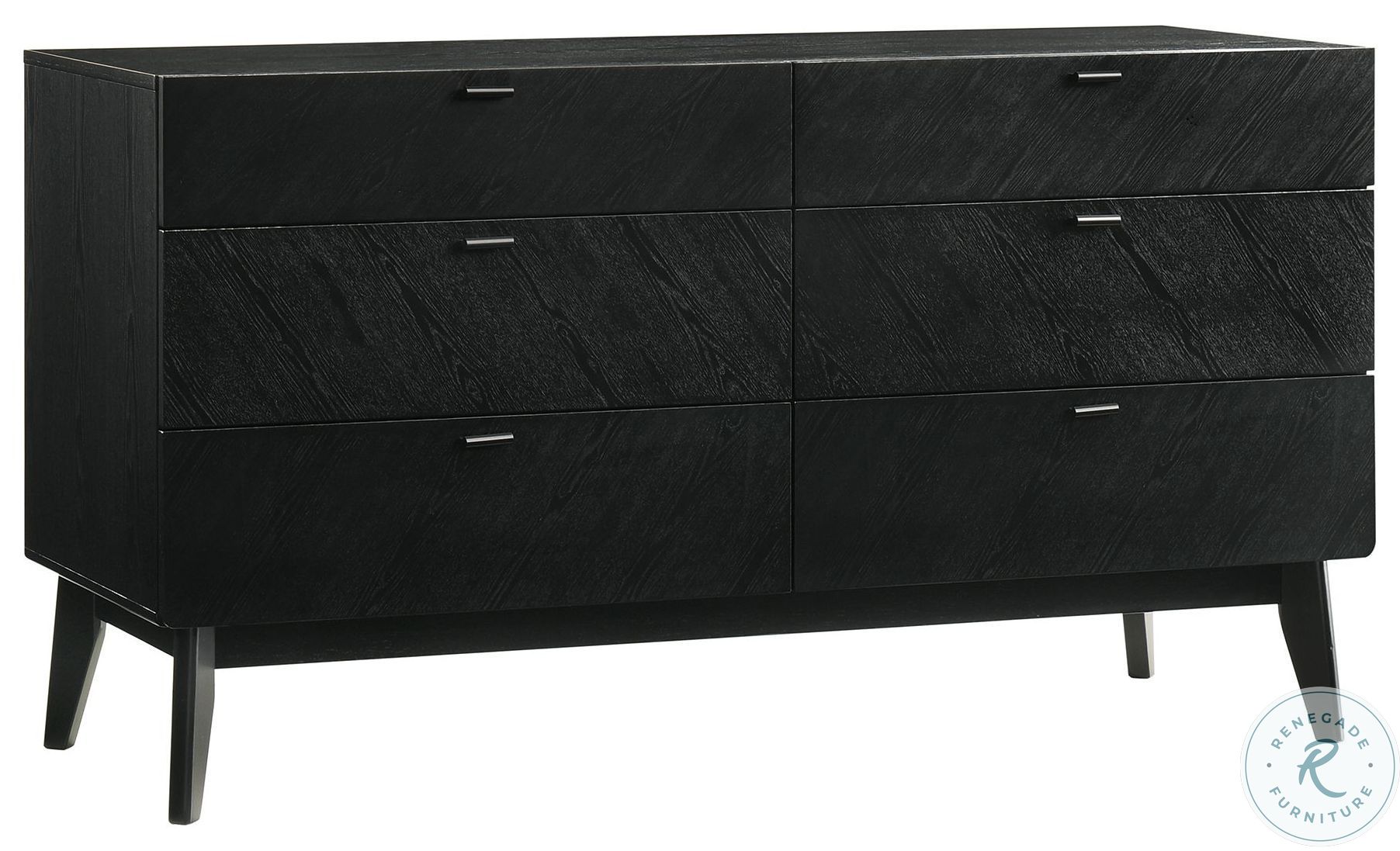 Armen Living Petra 6 Drawer Wood Dresser in Black Finish