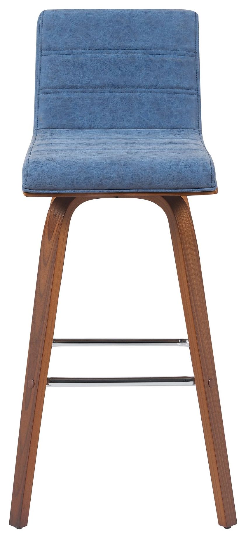 Vienna Walnut and Vintage Blue Upholstered Swivel Bar Stool from Armen ...
