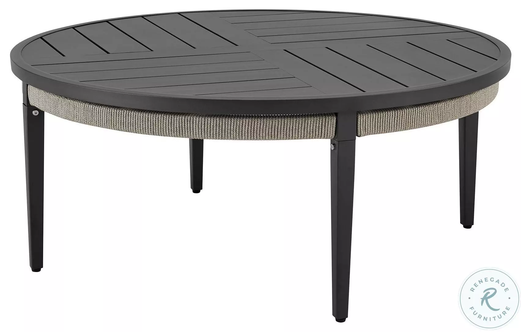 Zella Light Gray Outdoor Patio Round Coffee Table From Armen Living ...