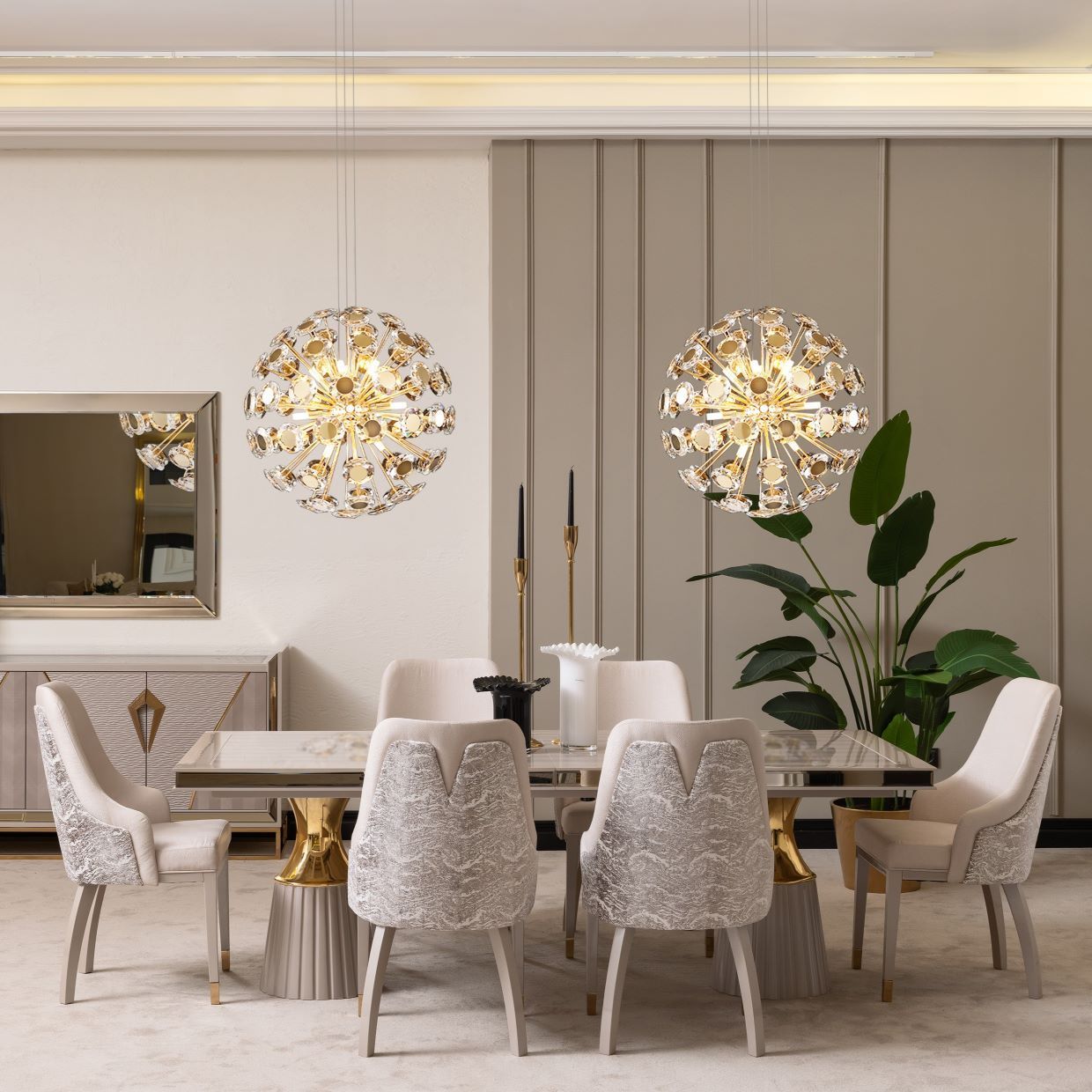 Carmela Shimmer Ivory 113" Extendable Rectangular Dining Table From ...