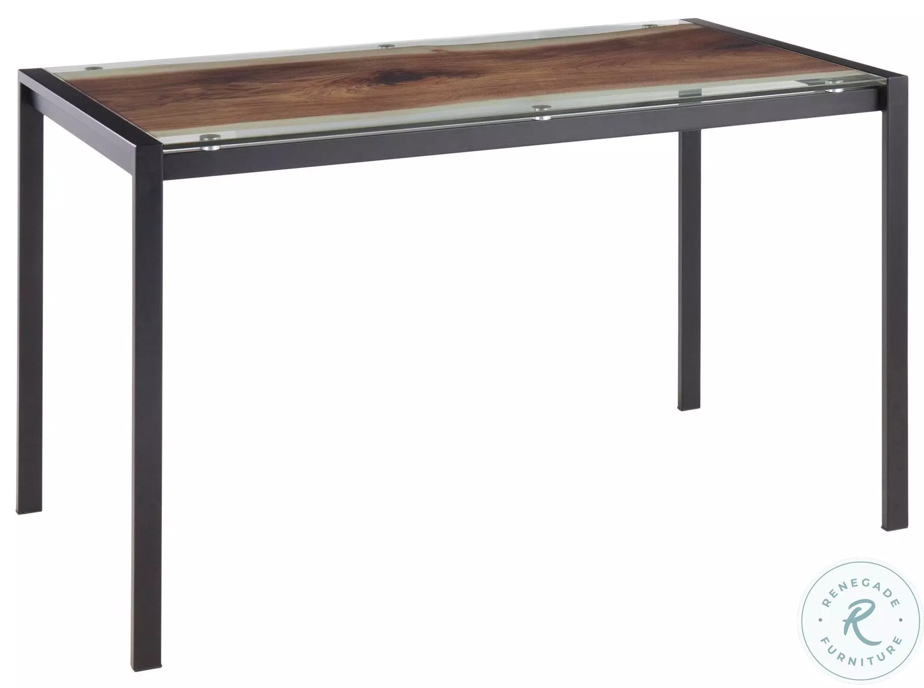 Live Edge Black Steel And Printed Glass Dining Table From Lumisource ...