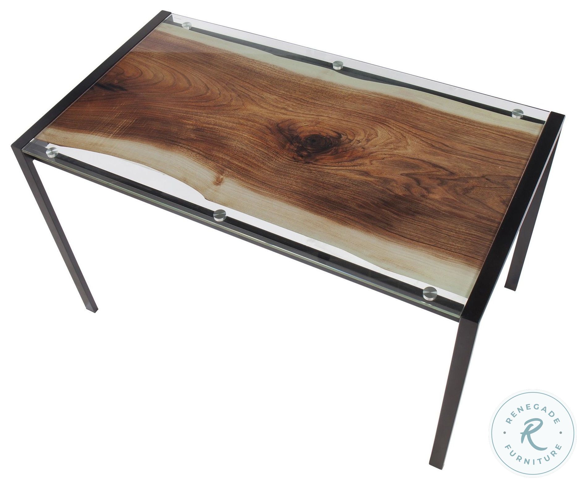 Live Edge Black Steel And Printed Glass Dining Table From Lumisource ...