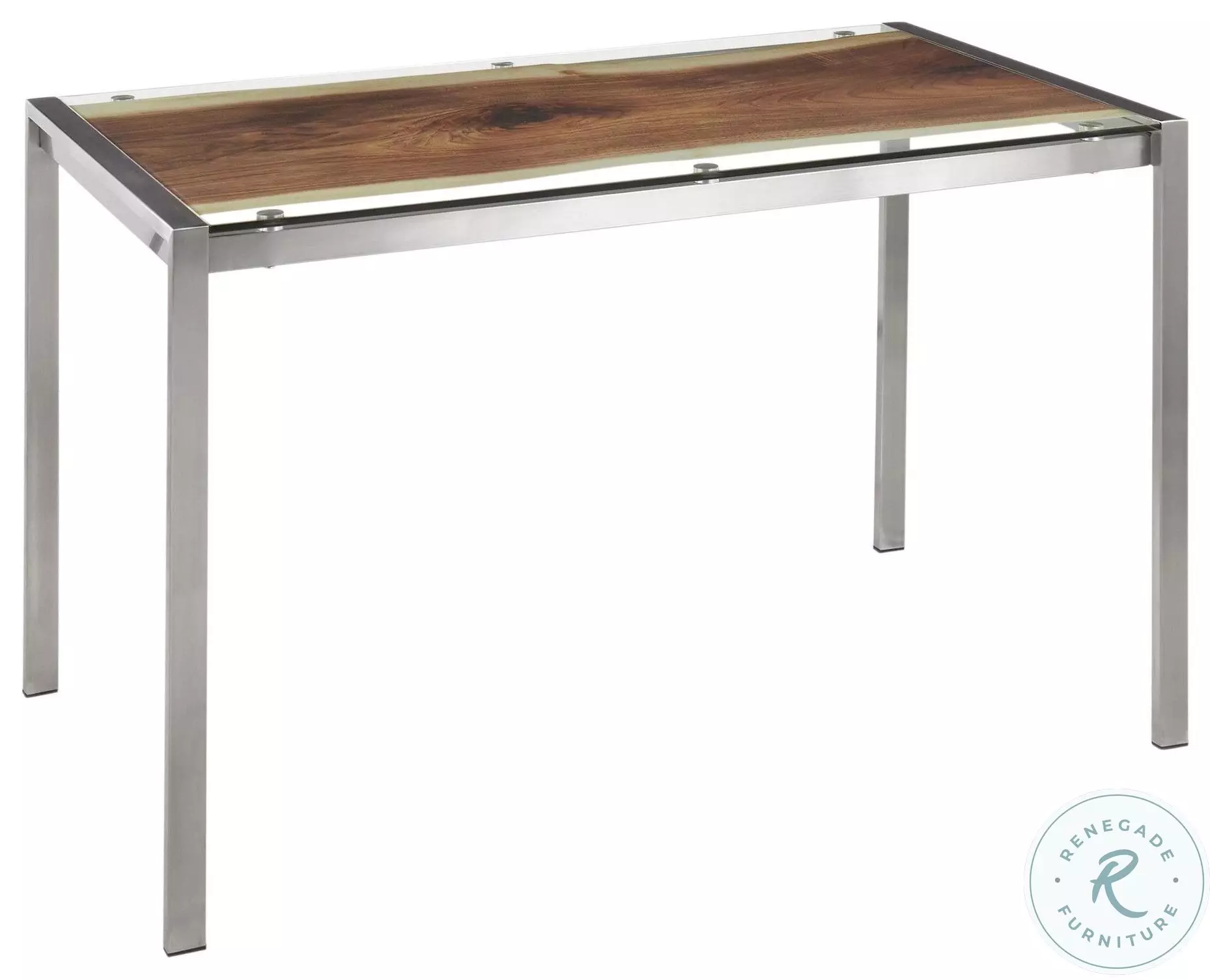 Live Edge Stainless Steel And Printed Glass Dining Table From ...