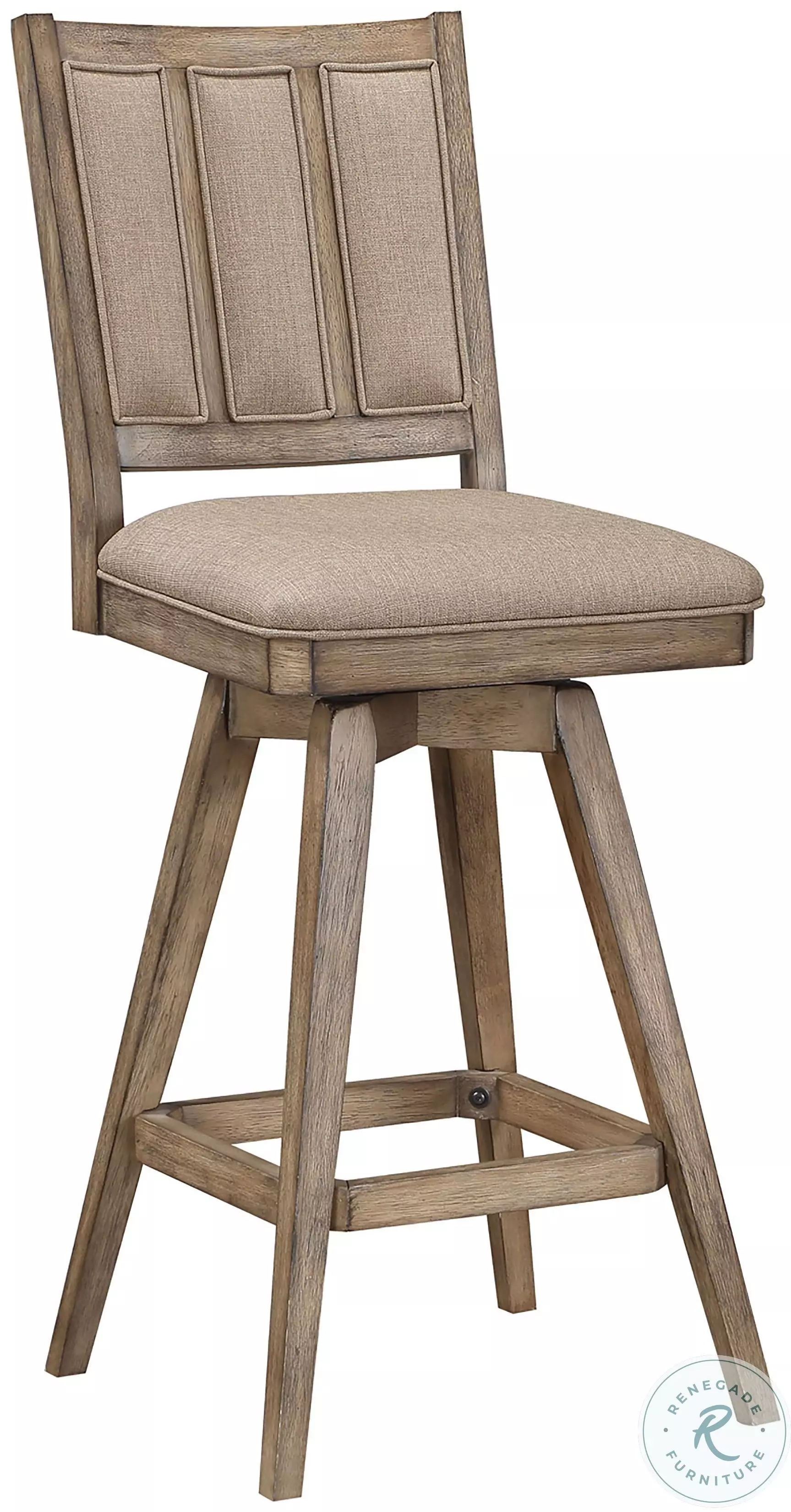 Logan's Pointe Warm Distressed Chestnut High Back Swivel Bar Stool From ...