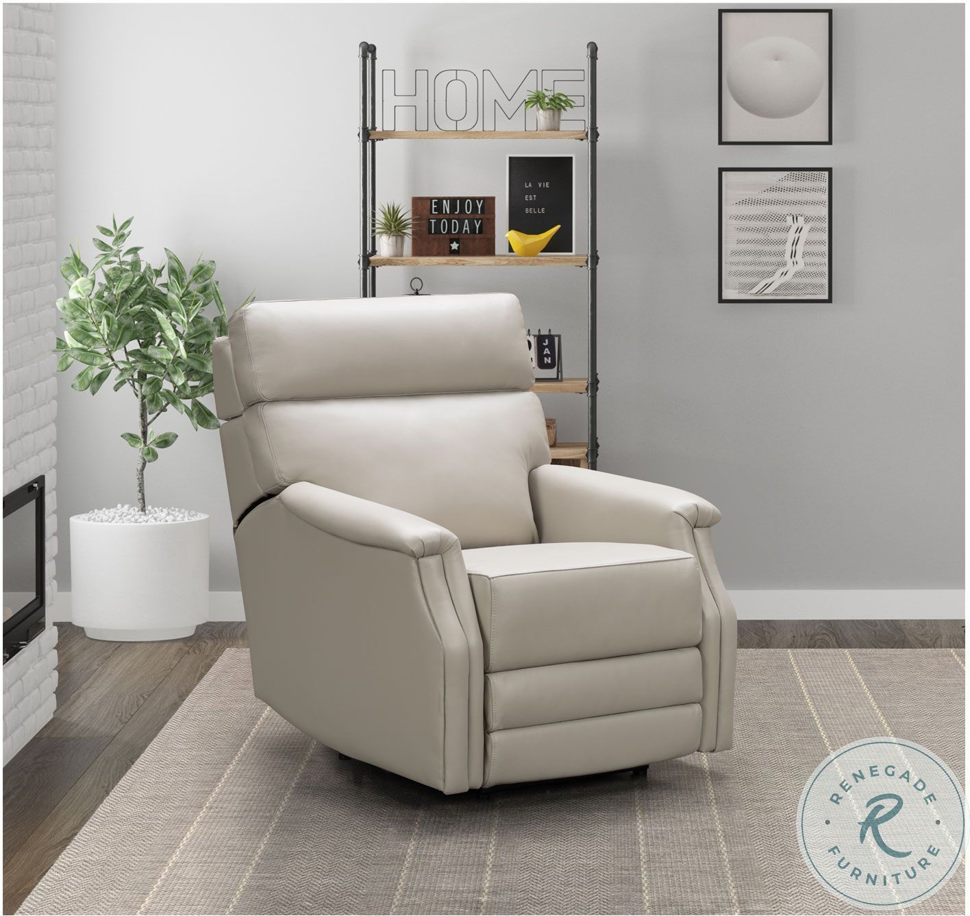 Luca Bentley Dove Power Recliner with Heads Up Power Forward Headrest ...